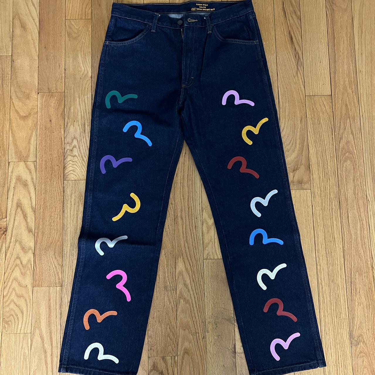 evisu custom made pants 33x34 Fit baggy Very nice... - Depop