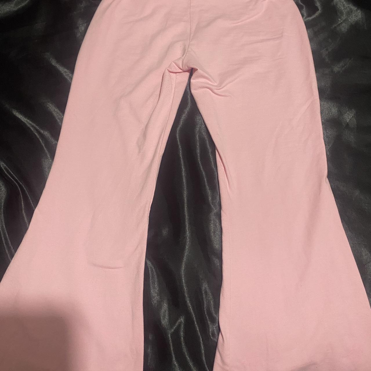 edikted pink fold over flared leggings size medium... - Depop