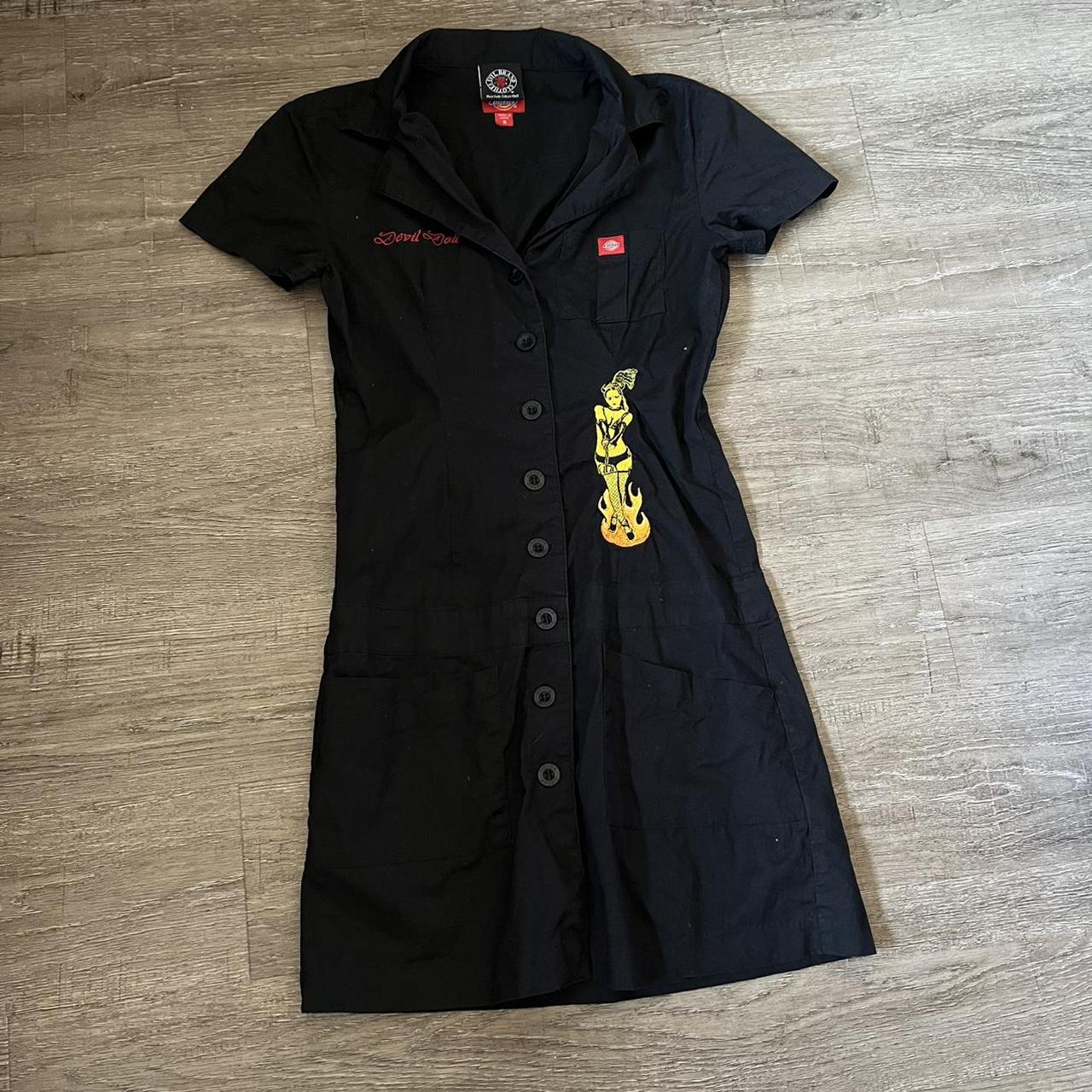 Dickies Women's Red and Black Dress | Depop