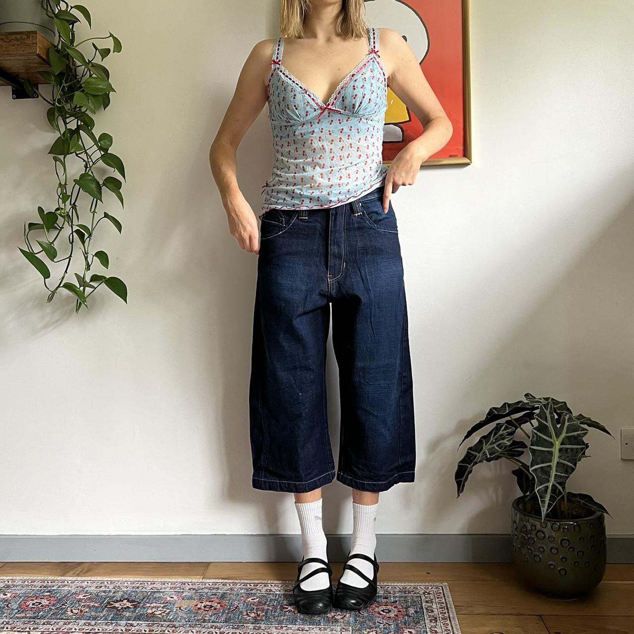 90s vintage deadstock baggy jeans denim capris / v... - Depop