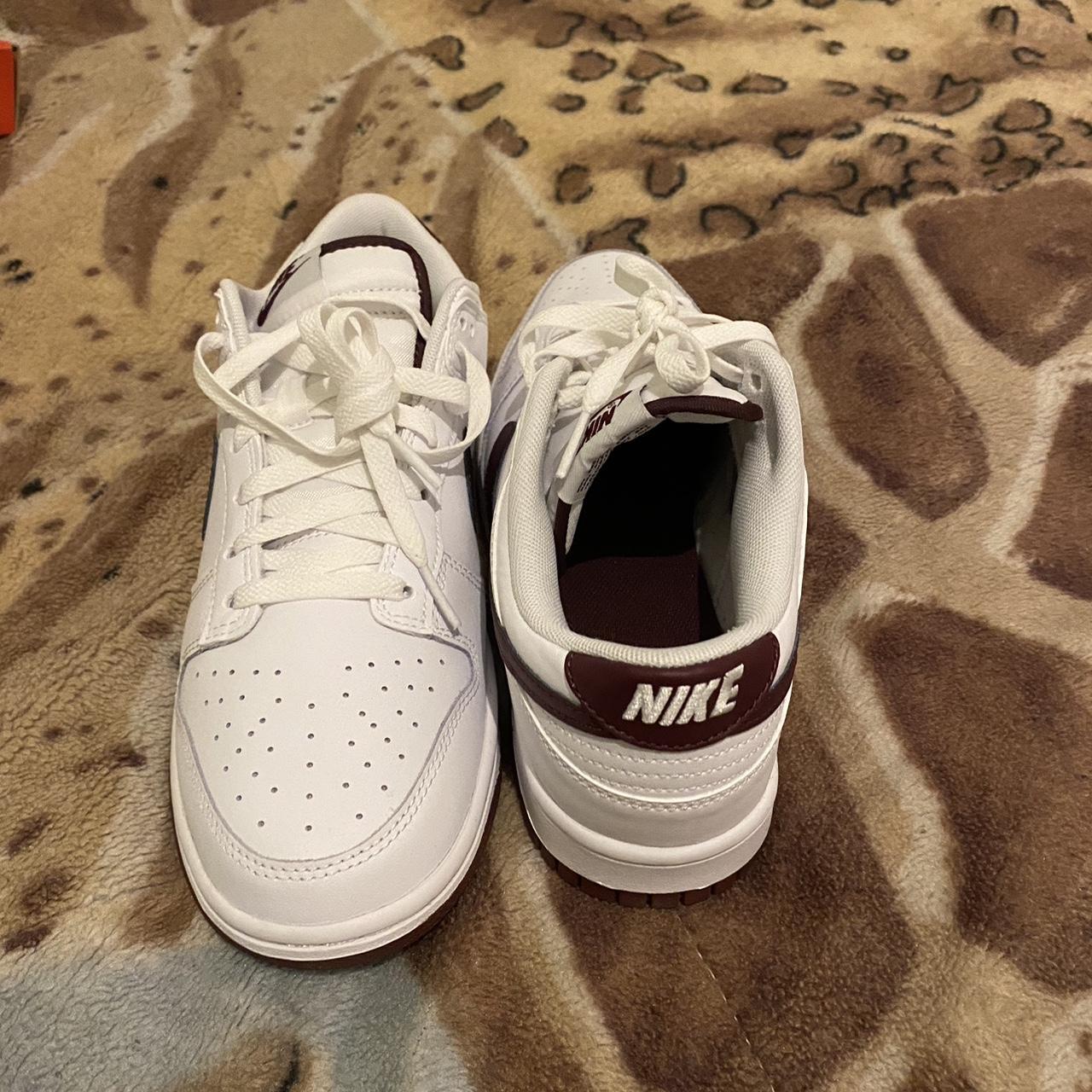 Nike Dunk Low Retro. White and Burgundy Low Dunks.... - Depop