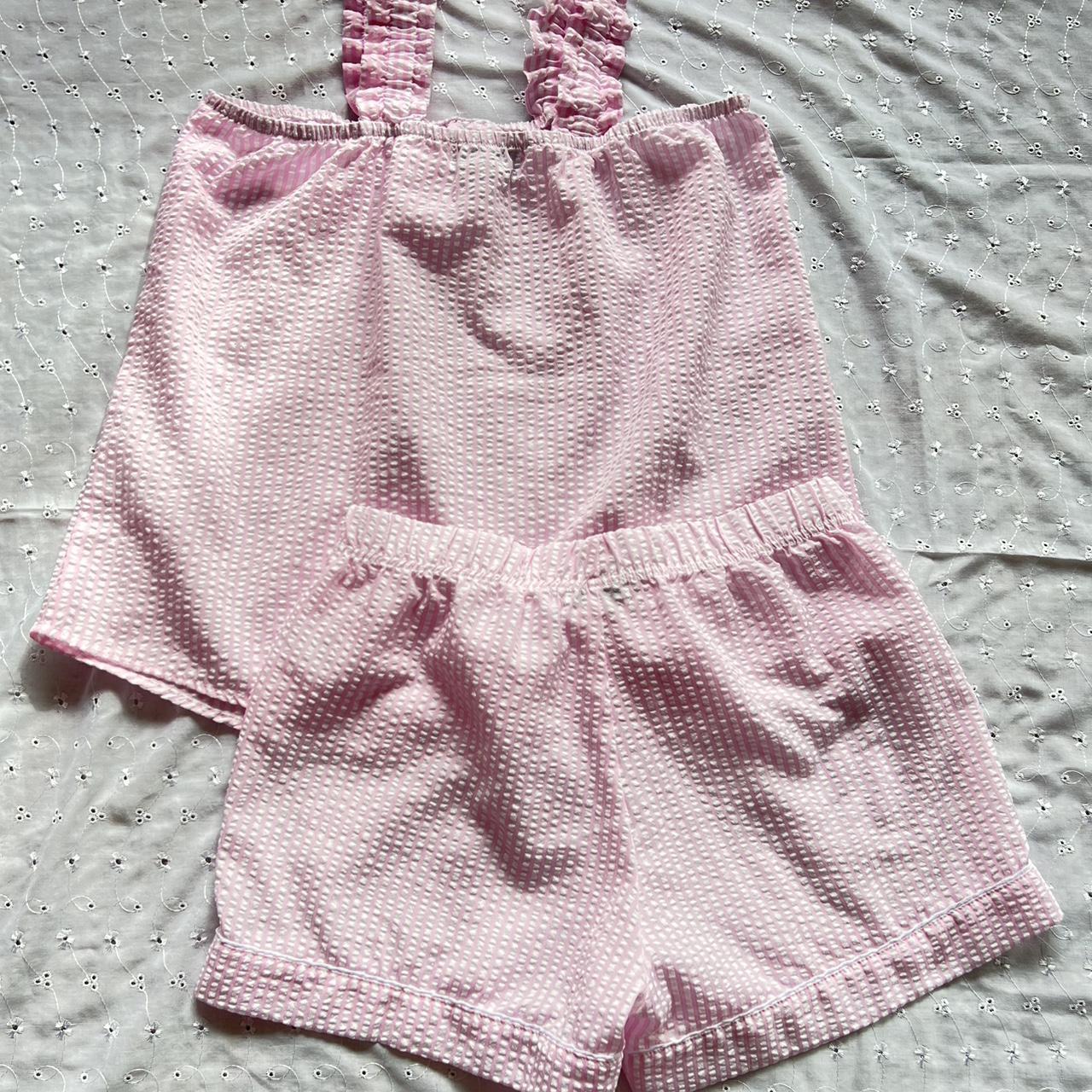Pink gingham Barbie style pajamas 🎀 Seersucker... - Depop