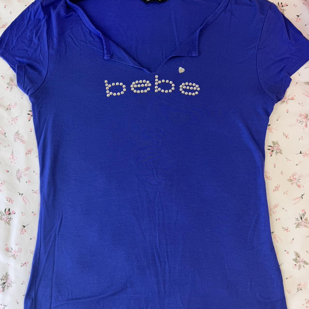 Blue Bebe Shirt 💙 Diamond Bebe Logo dark blue shirt... - Depop