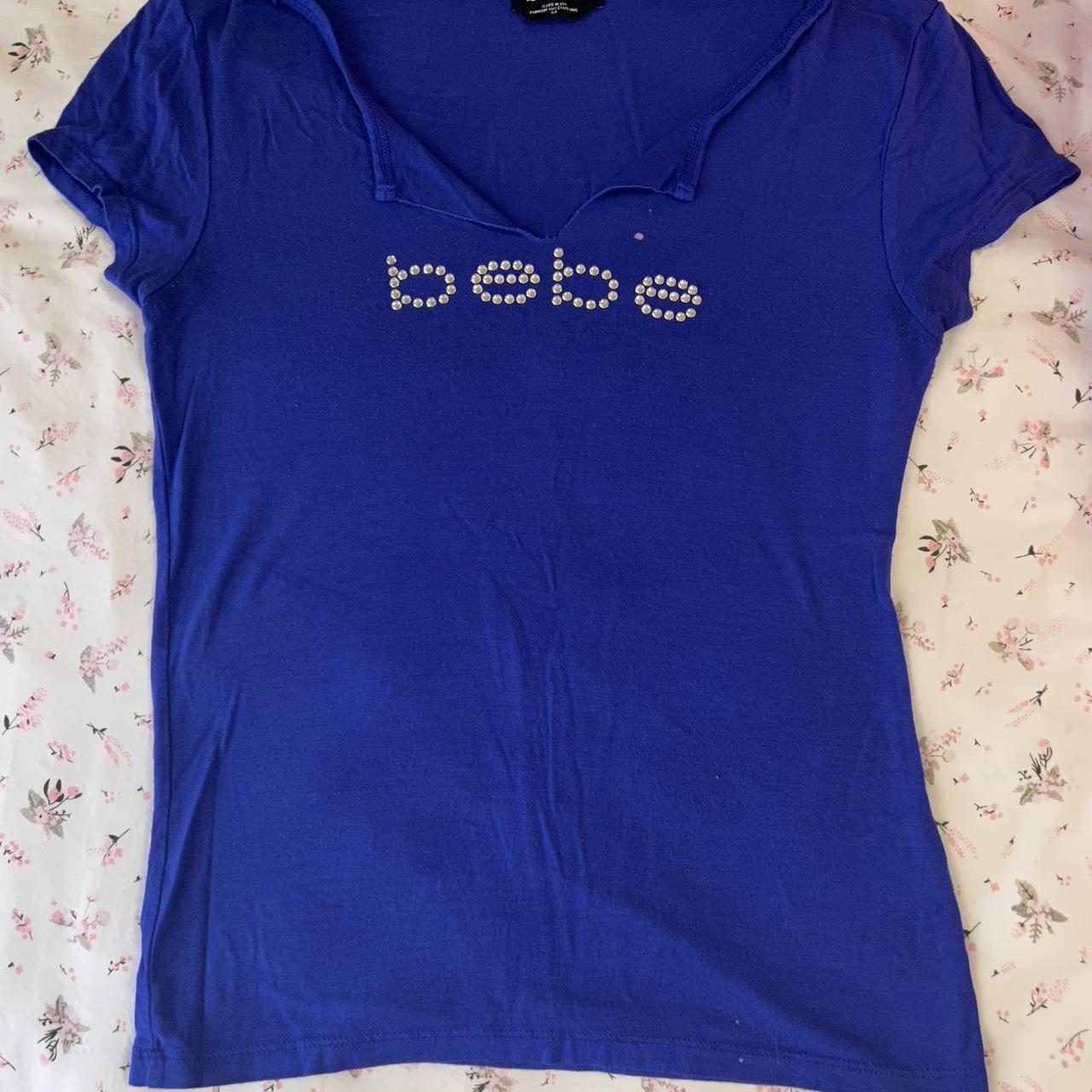 Blue Bebe Shirt 💙 Diamond Bebe Logo dark blue shirt... - Depop