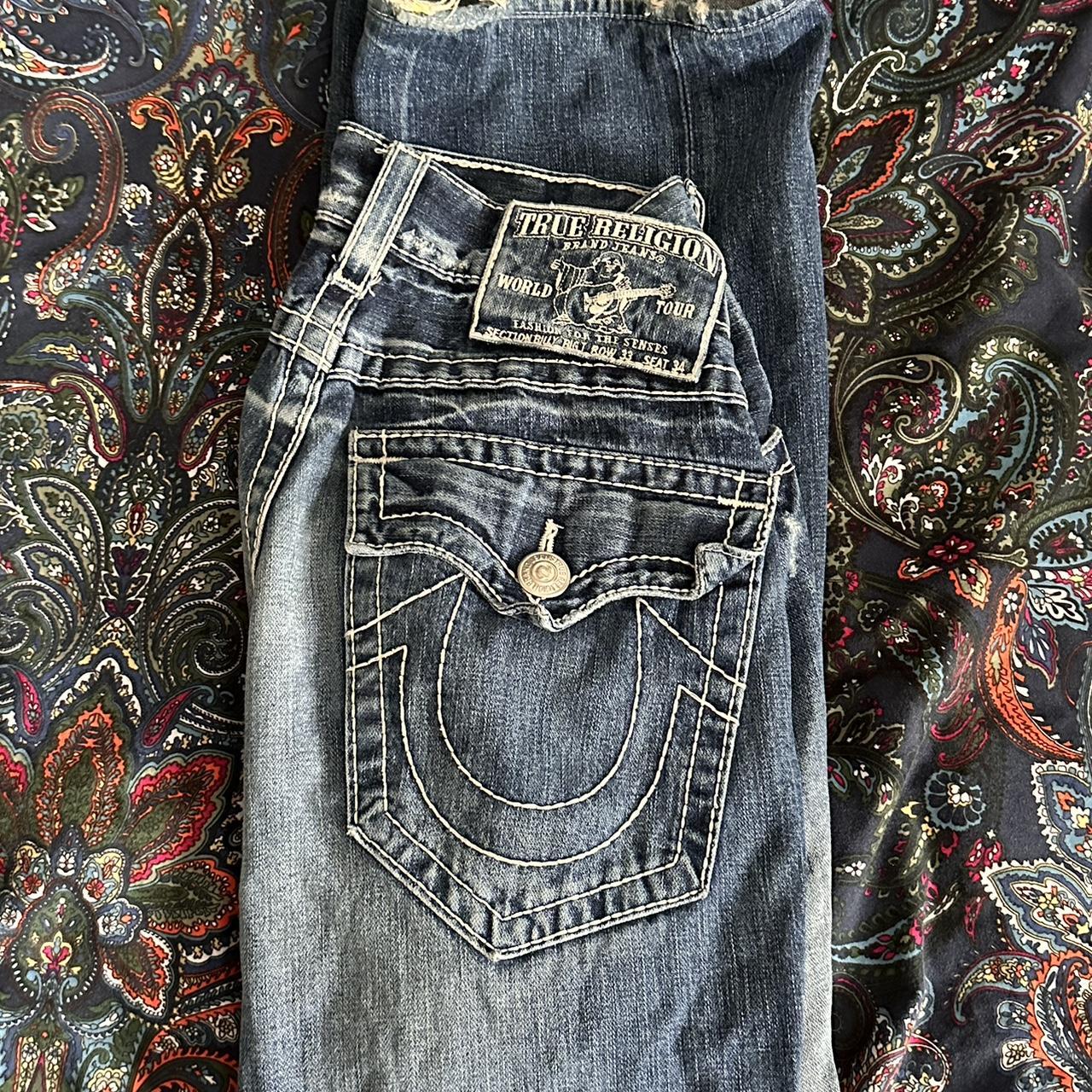 True religion flared jeans Waist is 32’’ Barely any... - Depop