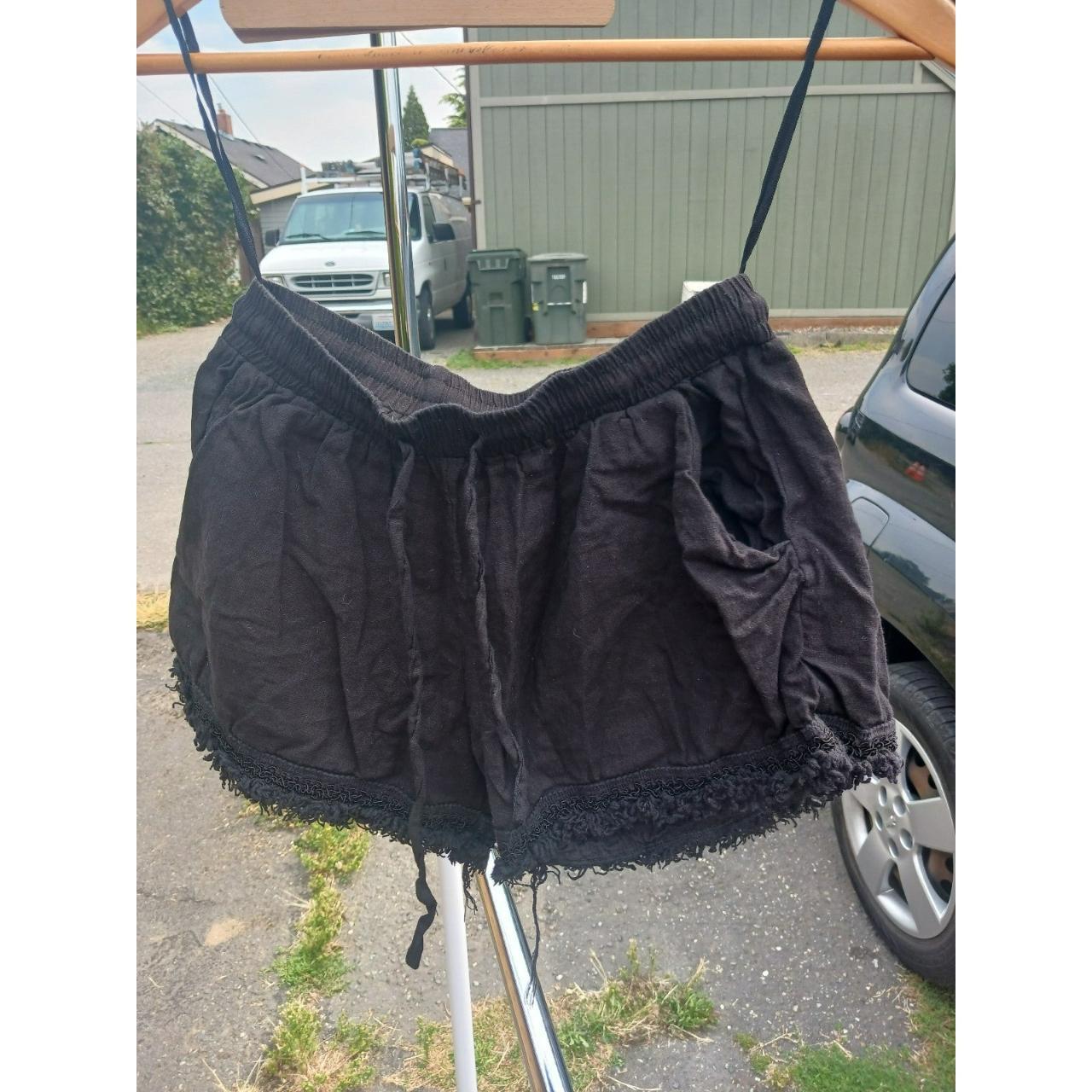 Sim & Sam linen or muslin shorts black size medium... - Depop