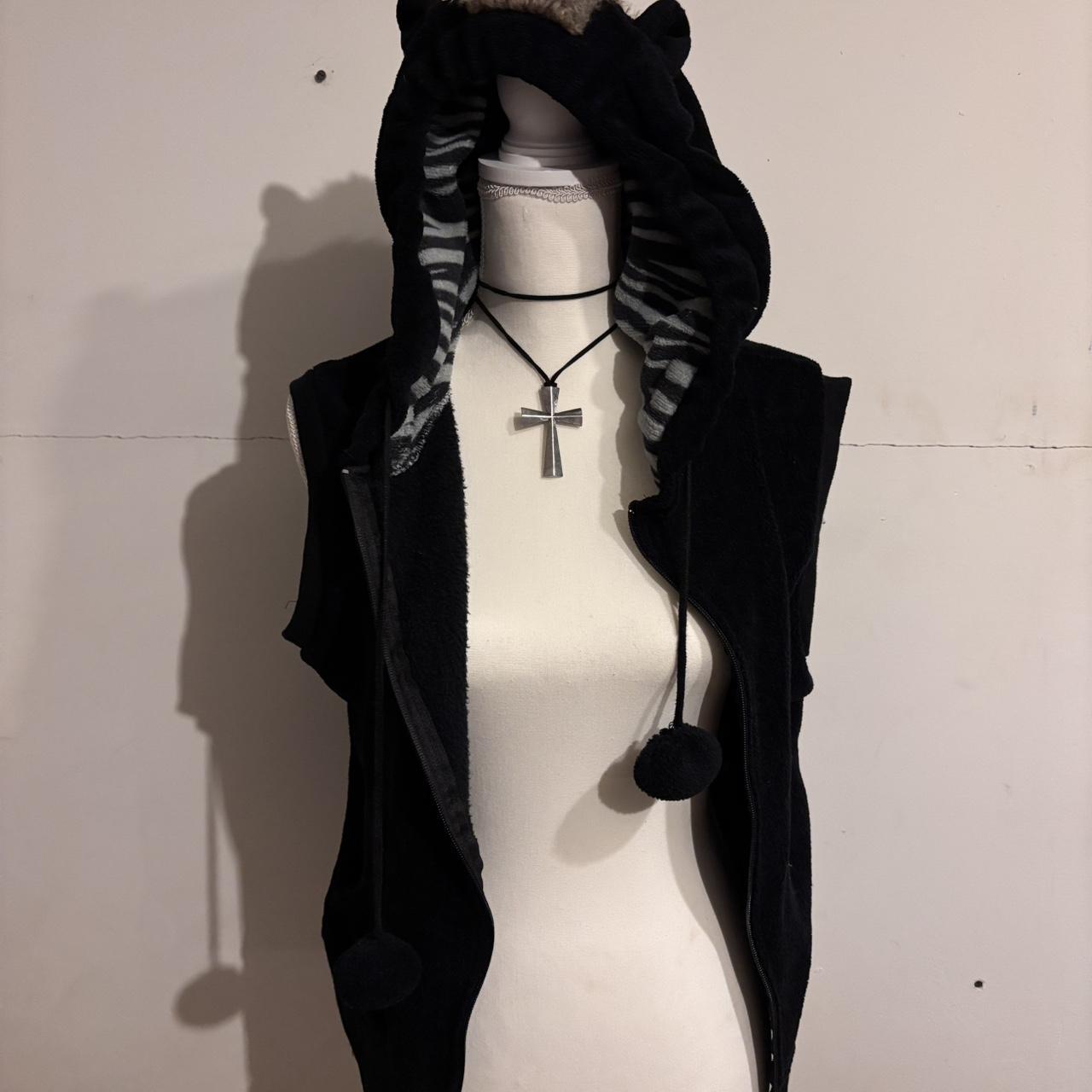 SUPERRR CUTE scene sleeveless vest, with Pom poms... - Depop