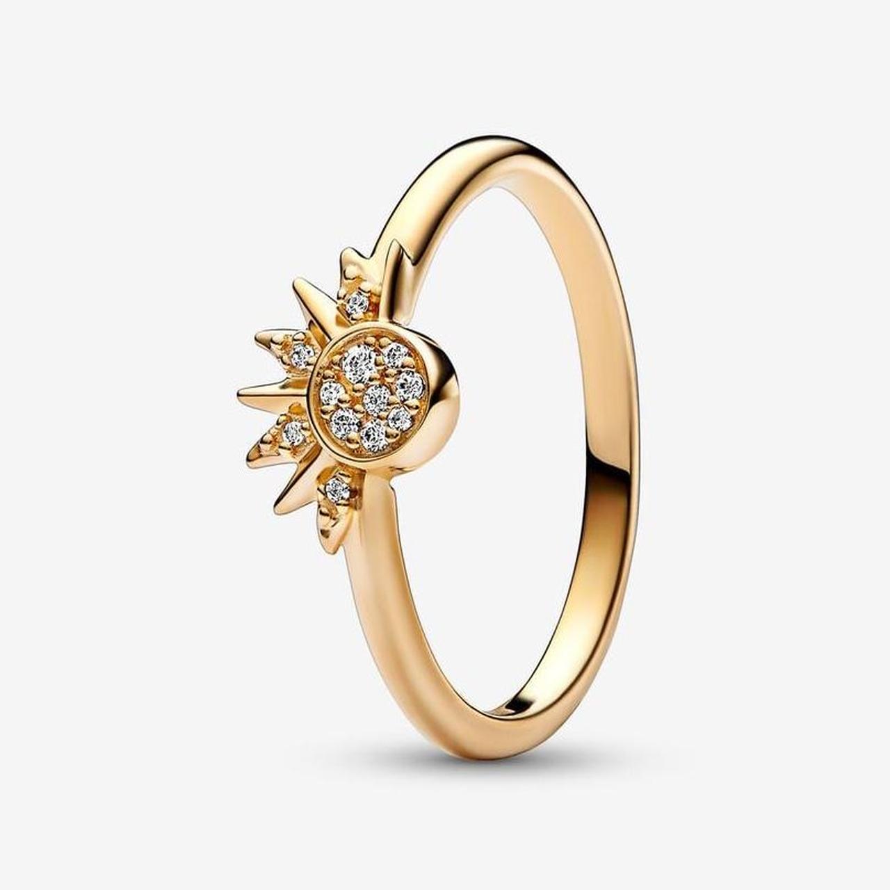 Pandora Celestial Sparkling Sun Ring GOLD Sizing: 6... - Depop