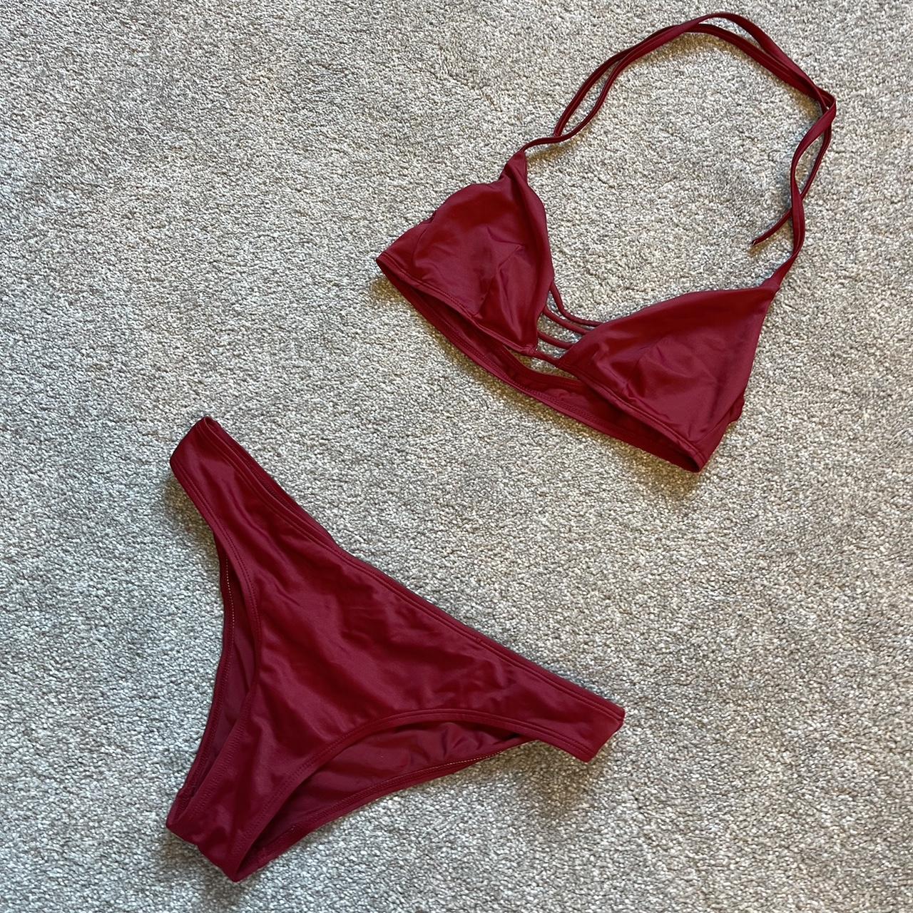 ASOS Women's Burgundy Bikinis-and-tankini-sets | Depop