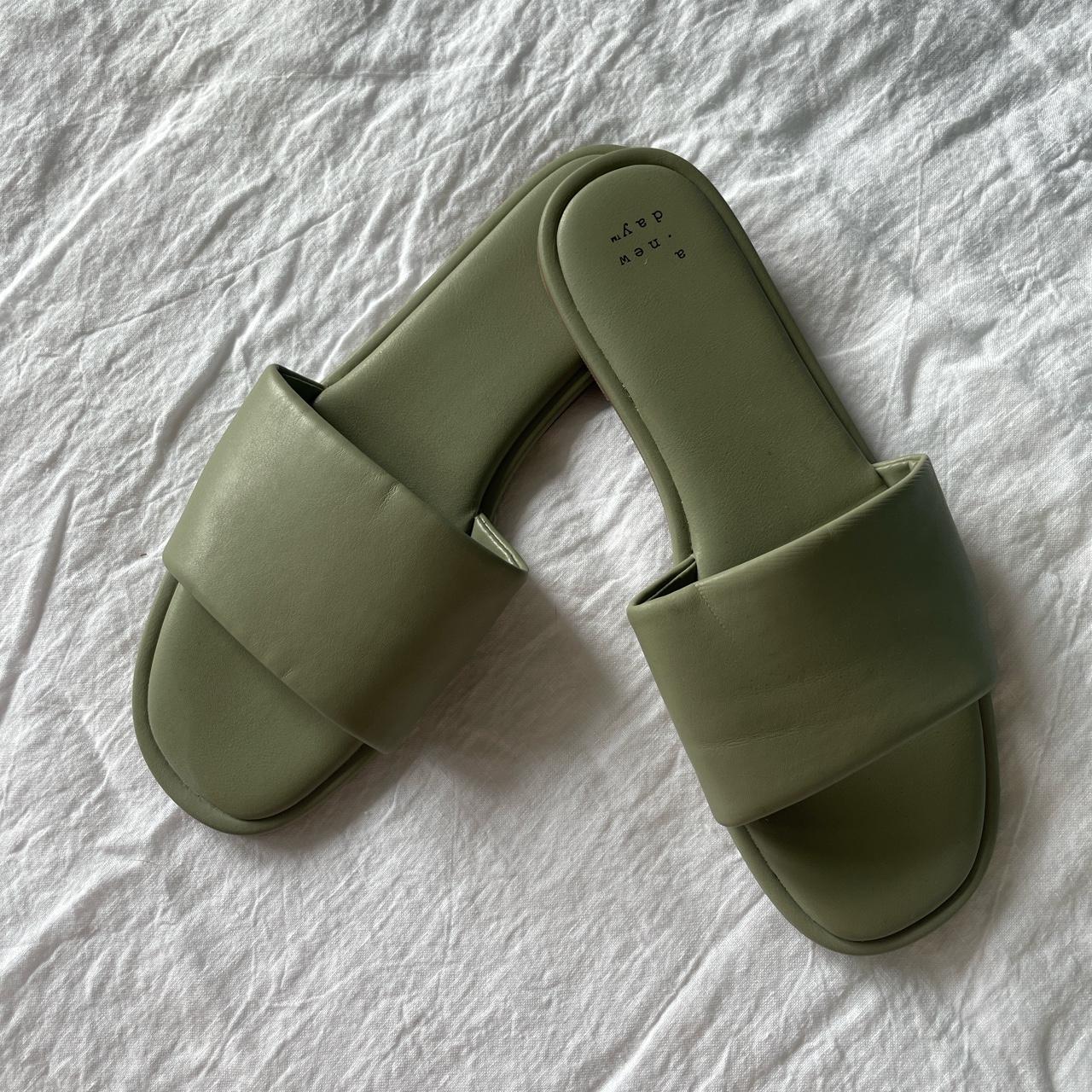 Sage green slide sandals. Photos make them look a... - Depop