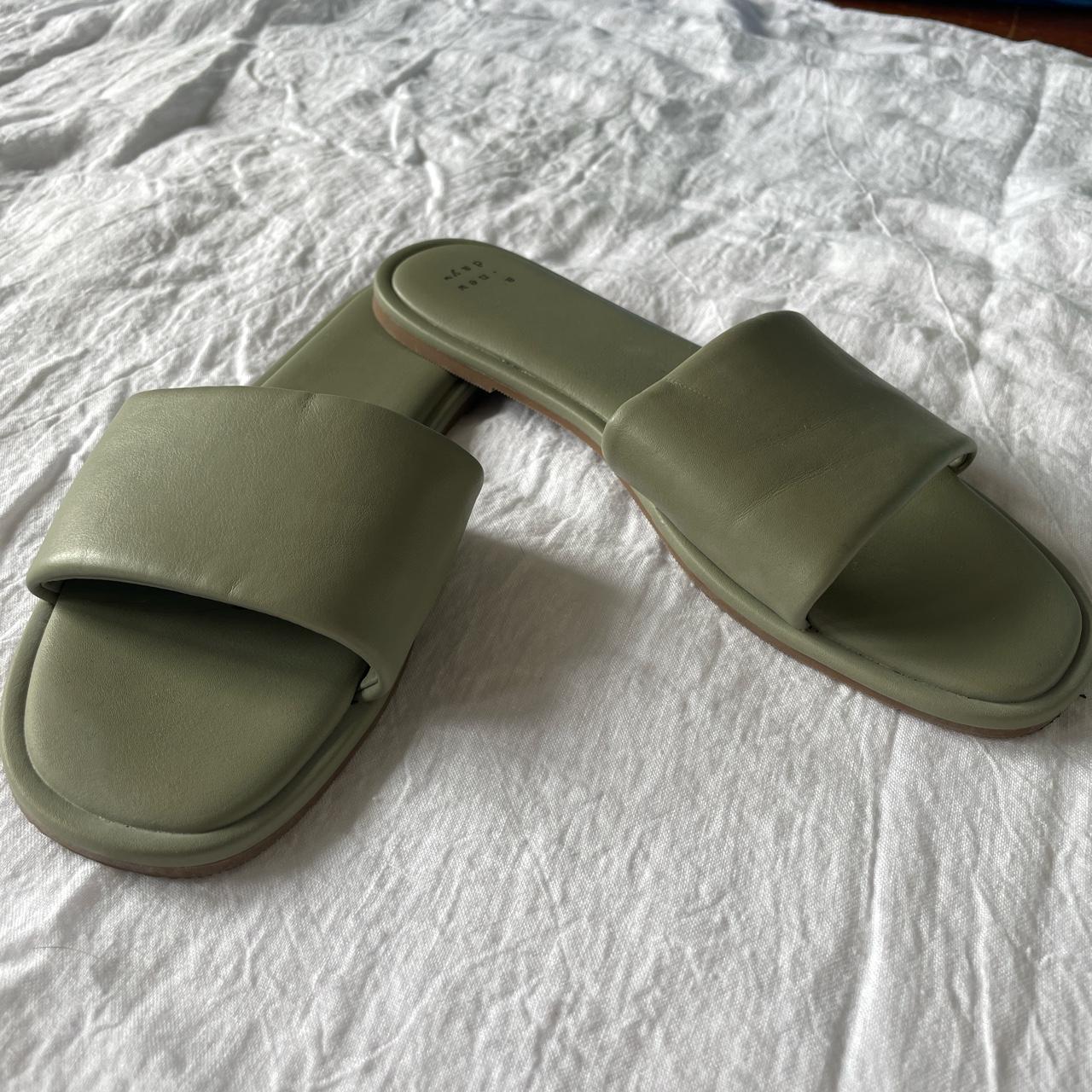 Sage green slide sandals. Photos make them look a... - Depop