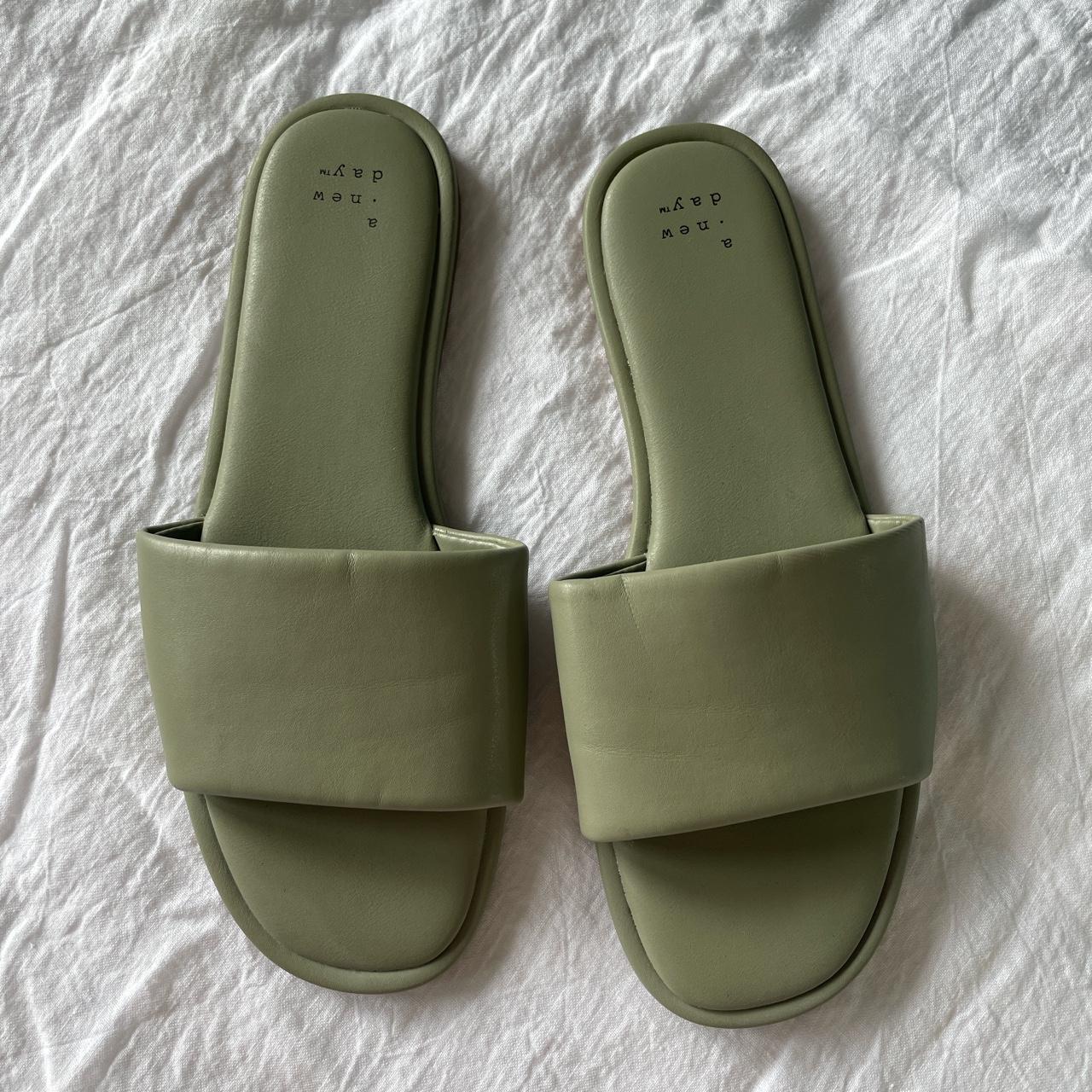 Sage green slide sandals. Photos make them look a... - Depop
