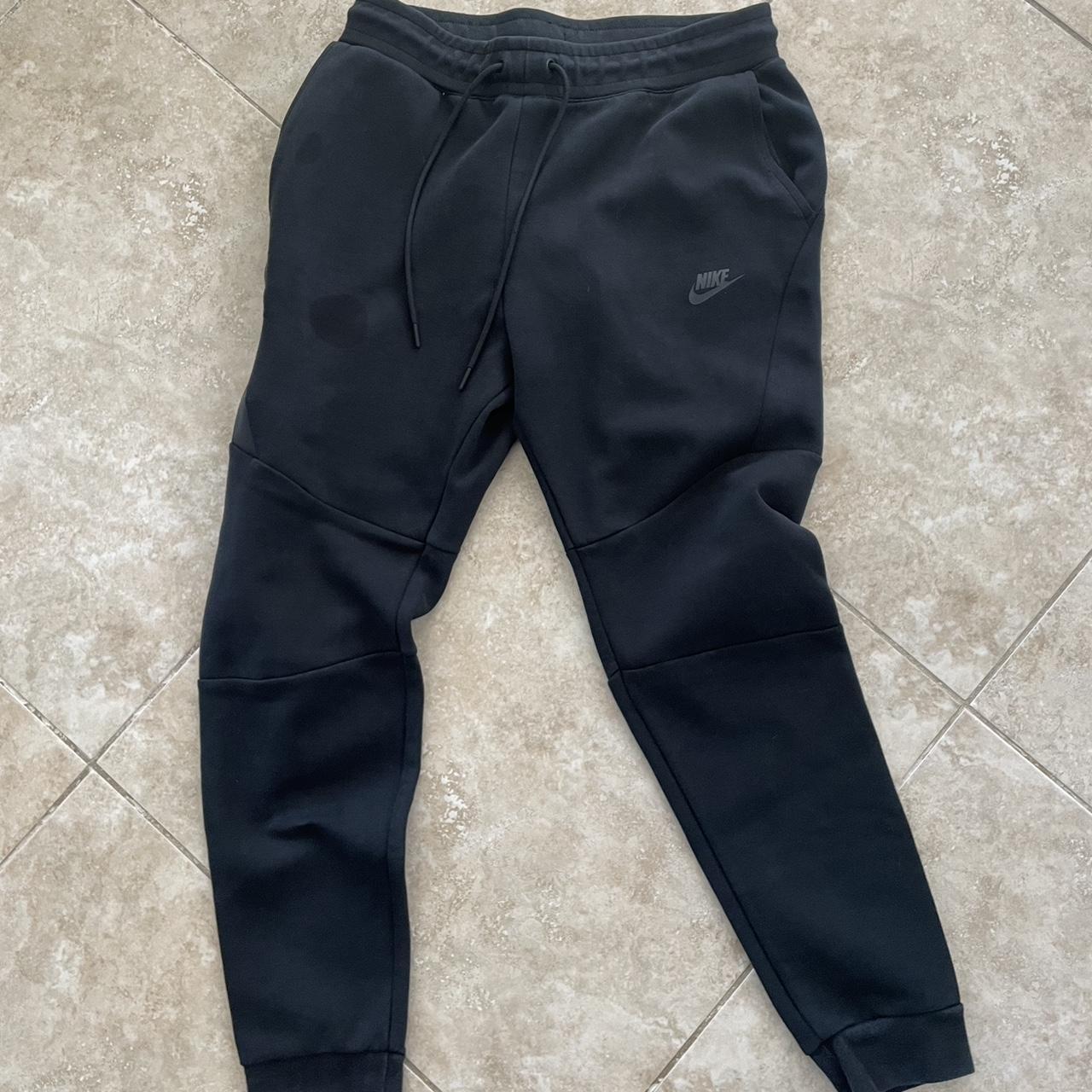 Nike tech black sweat pants SIZE - medium Stain - Depop