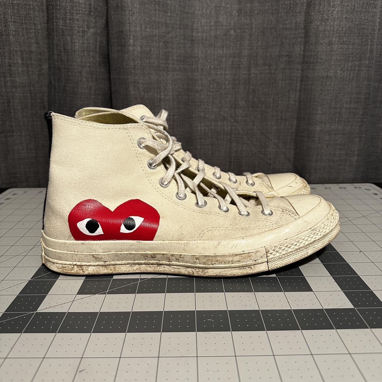 Converse x CDG PLAY Chuck Taylor black and... - Depop