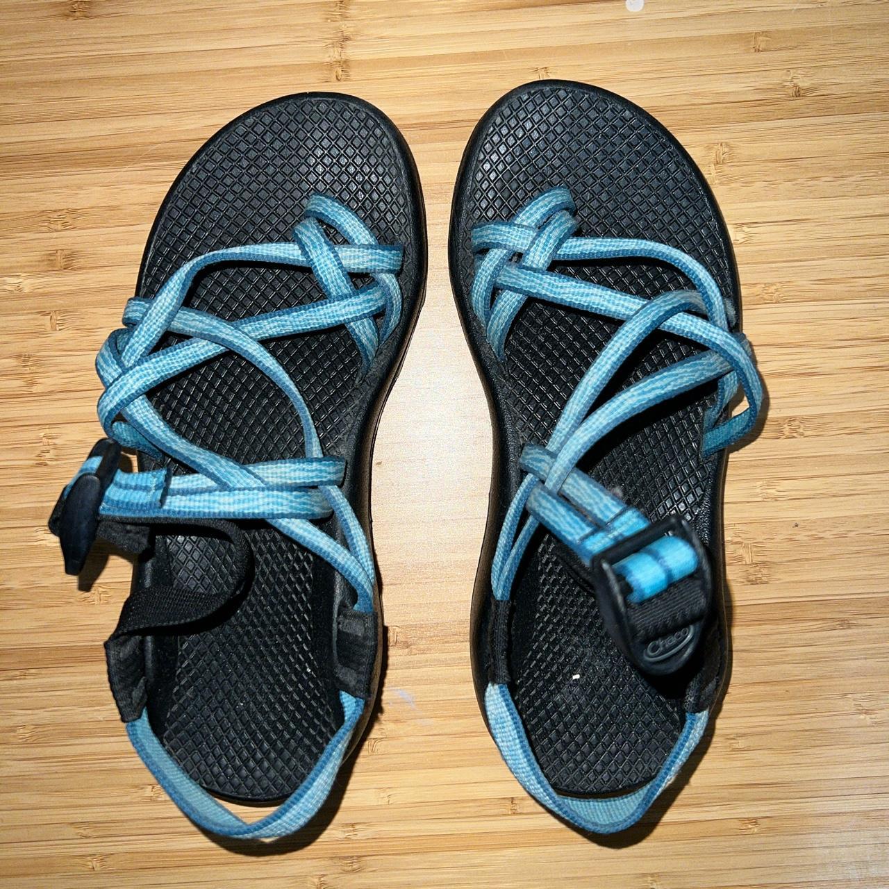 Chaco Women's Blue and Black Sandals | Depop