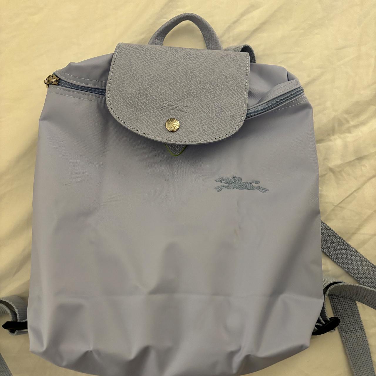 Longchamp le pliage backpack in sky-blue... - Depop