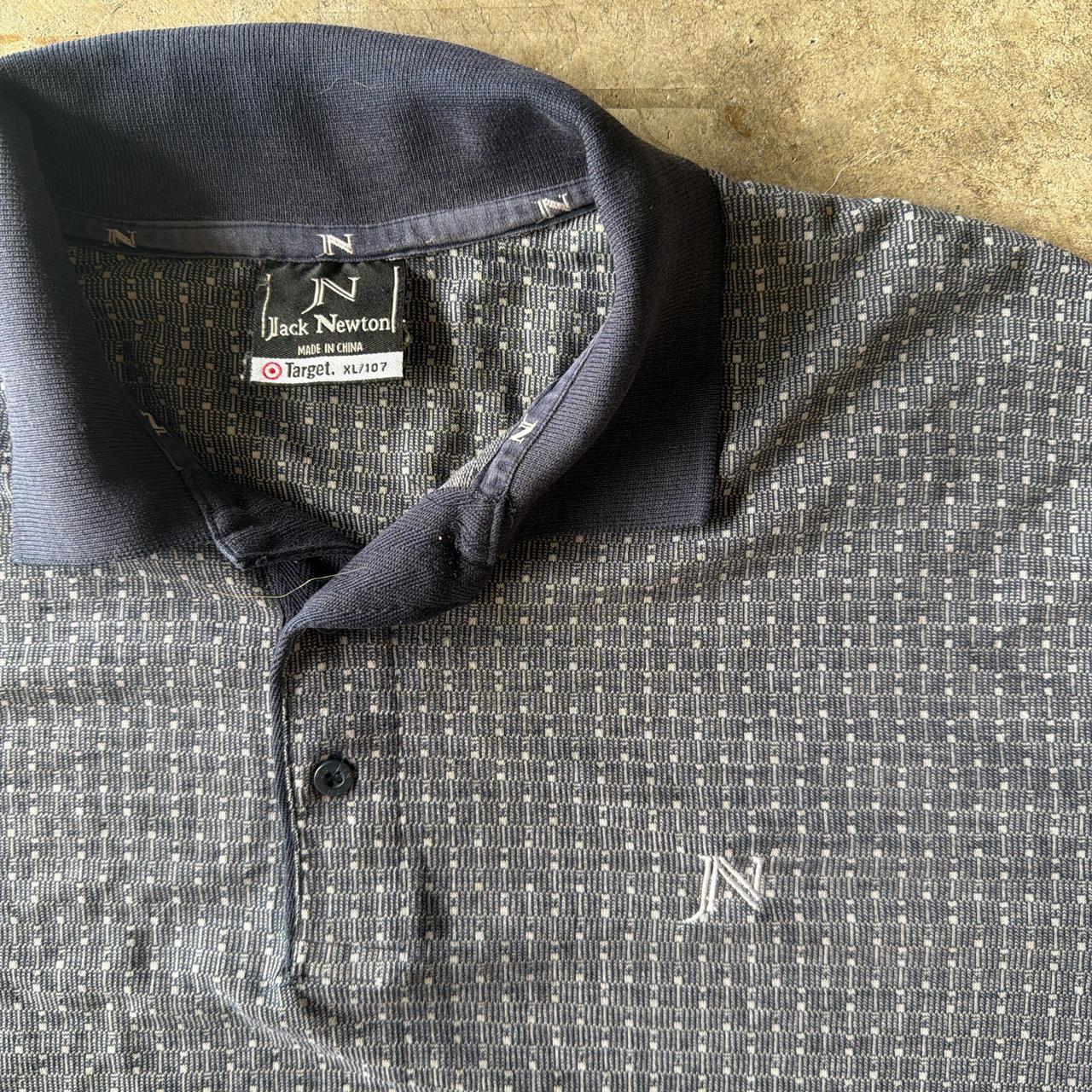 Jack Newton Vintage Target navy patterned golf polo.... | Depop