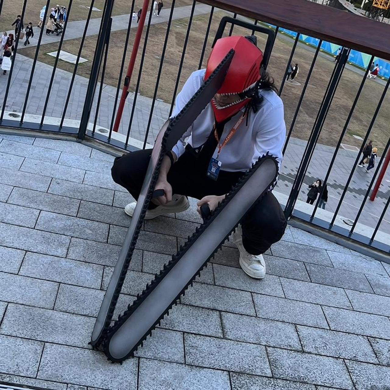 Chainsaw devil props CSM Gift: denji wig Worn once... - Depop