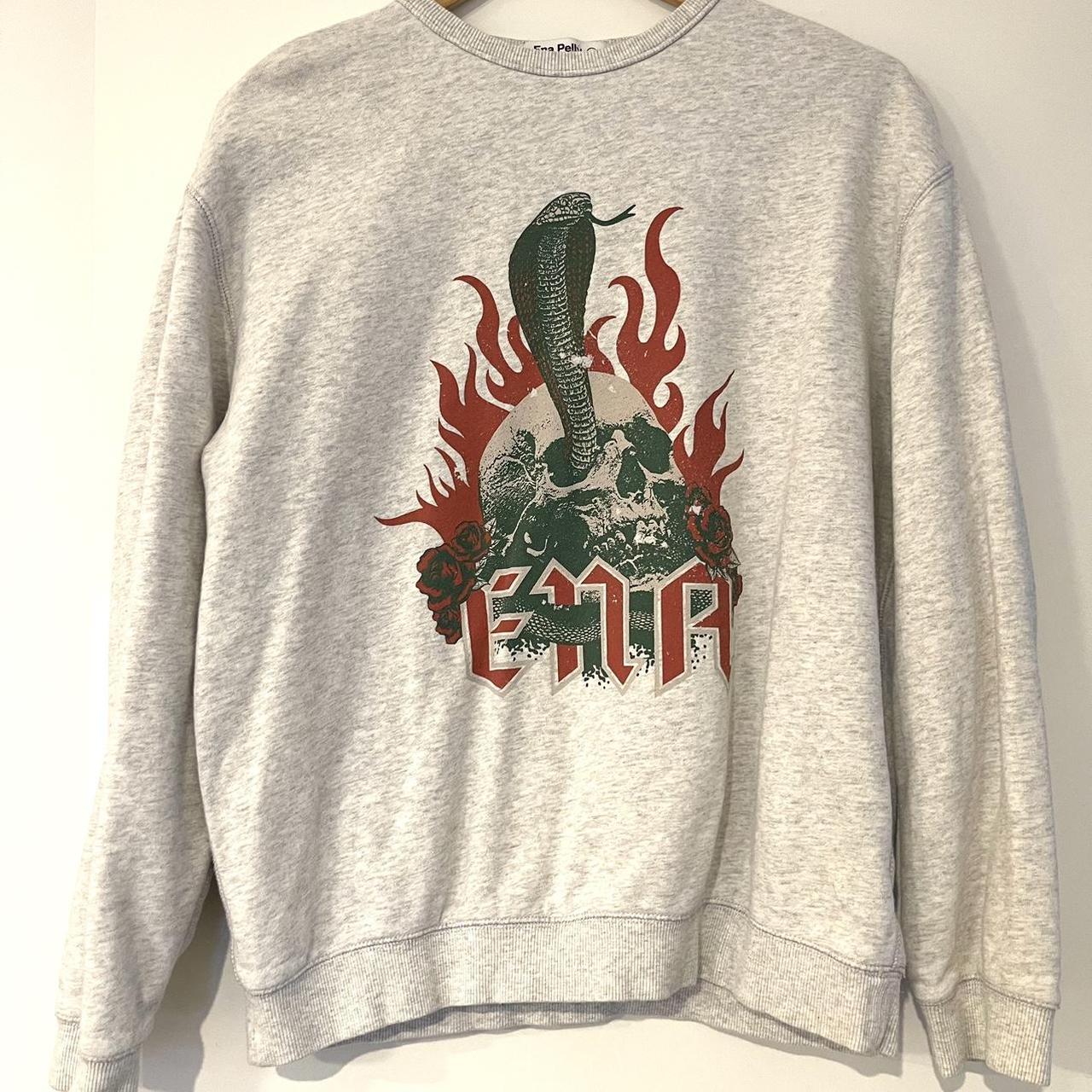 Ena Pelly Skull Serpent Sweater Jumper Grey... - Depop