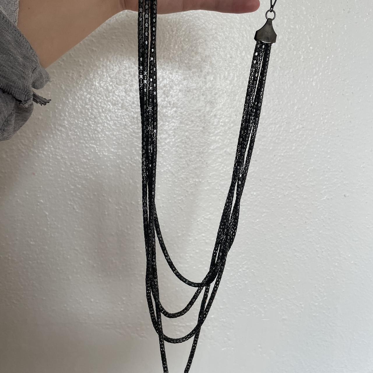 Four layered black rope chain necklace Found... - Depop
