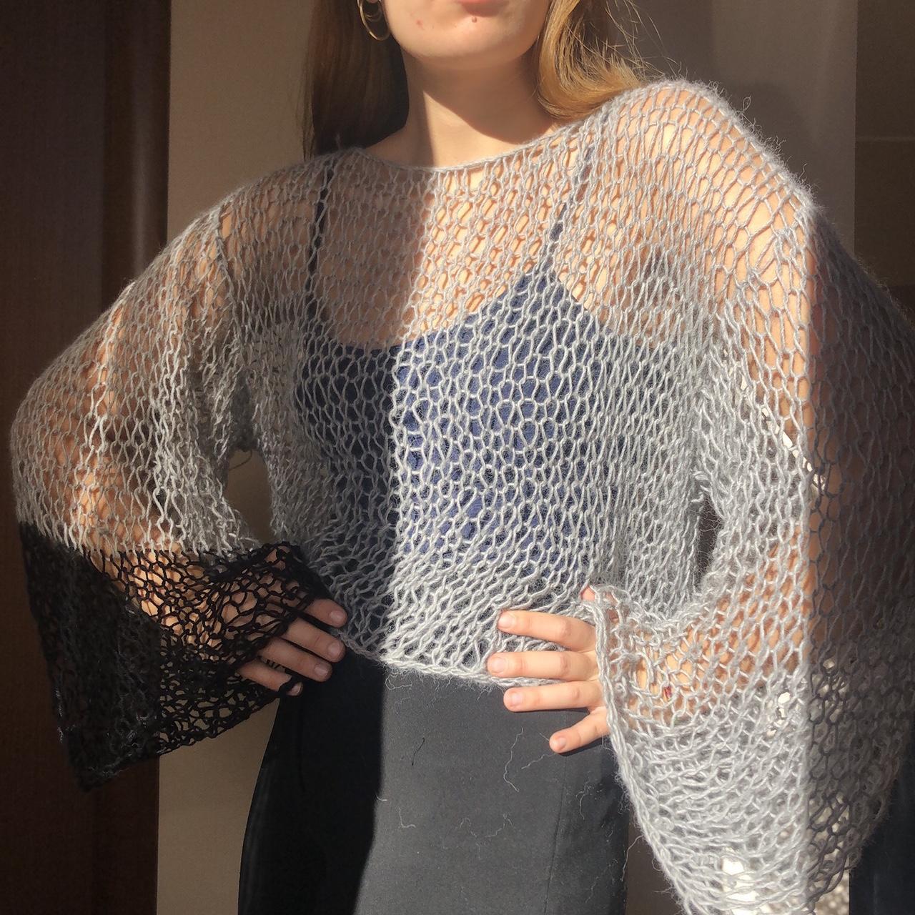 Mesh angora jumper Hand knitted jumper realised... | Depop