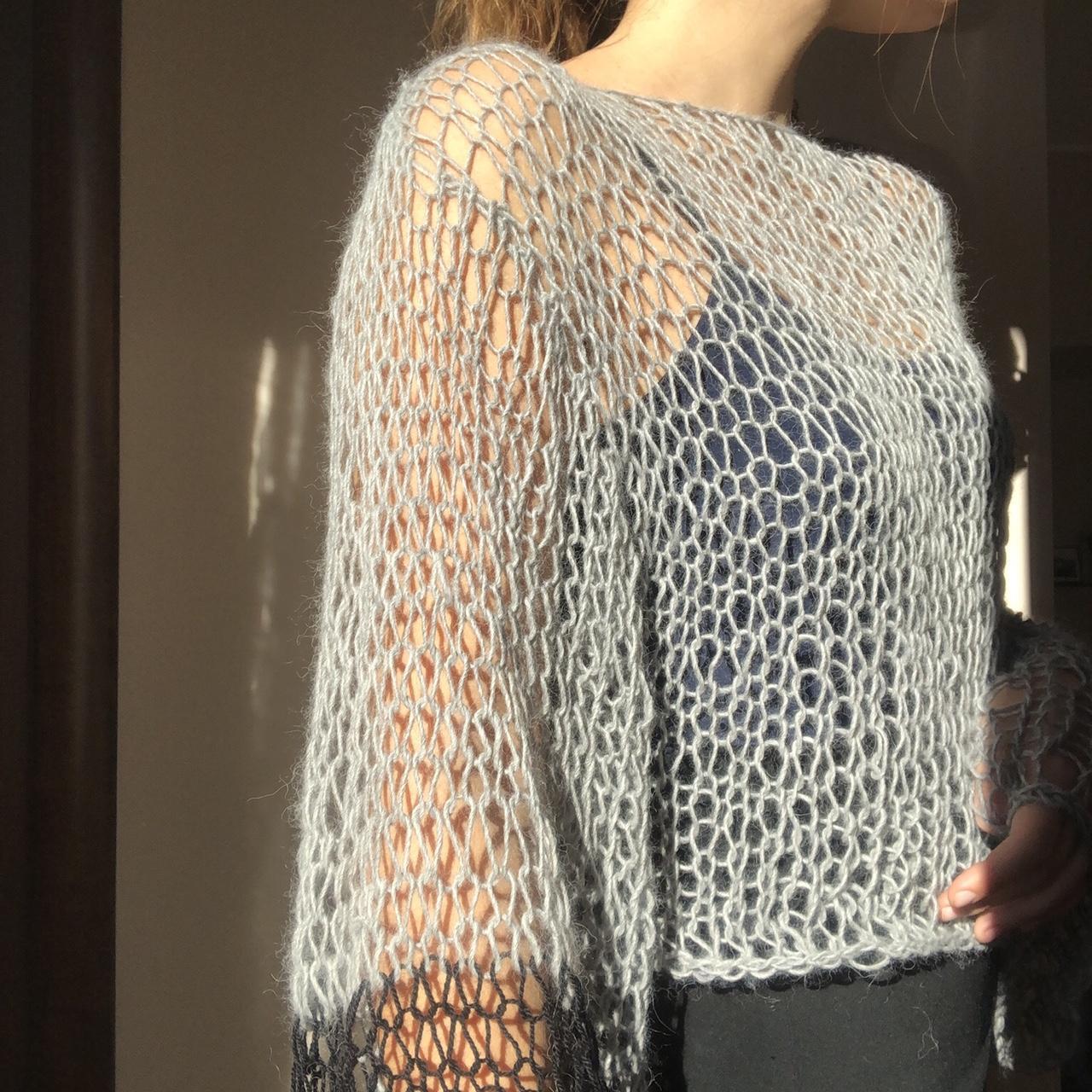 Mesh angora jumper Hand knitted jumper realised... | Depop