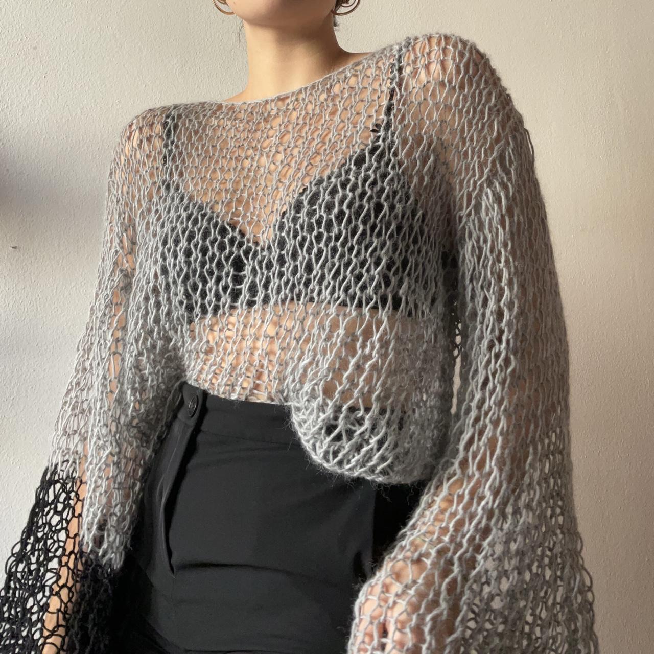Mesh angora jumper Hand knitted jumper realised... | Depop
