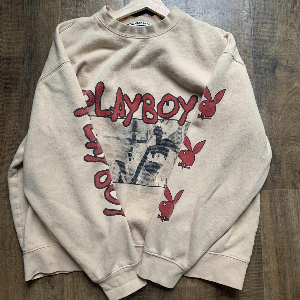 PLAYBOY sweatshirt light staining reflected in the... - Depop