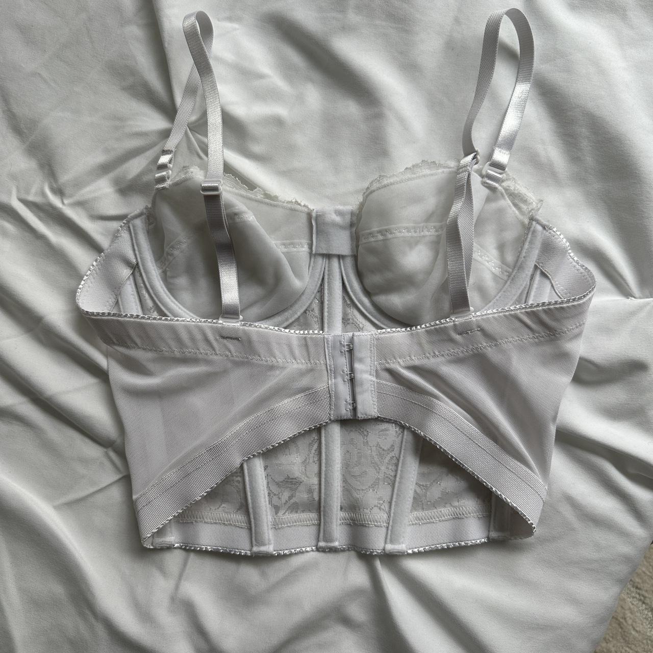 “beauty bra” white lace corset top size S / 34B... - Depop
