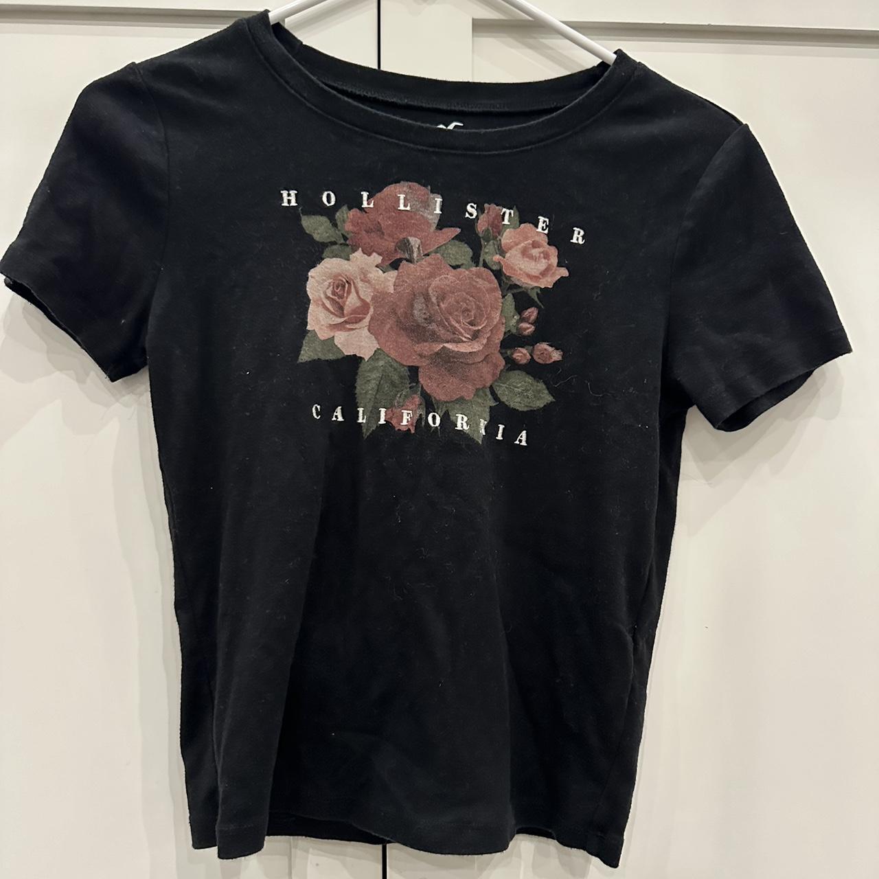 Black hollister roses graphic t shirt coolest