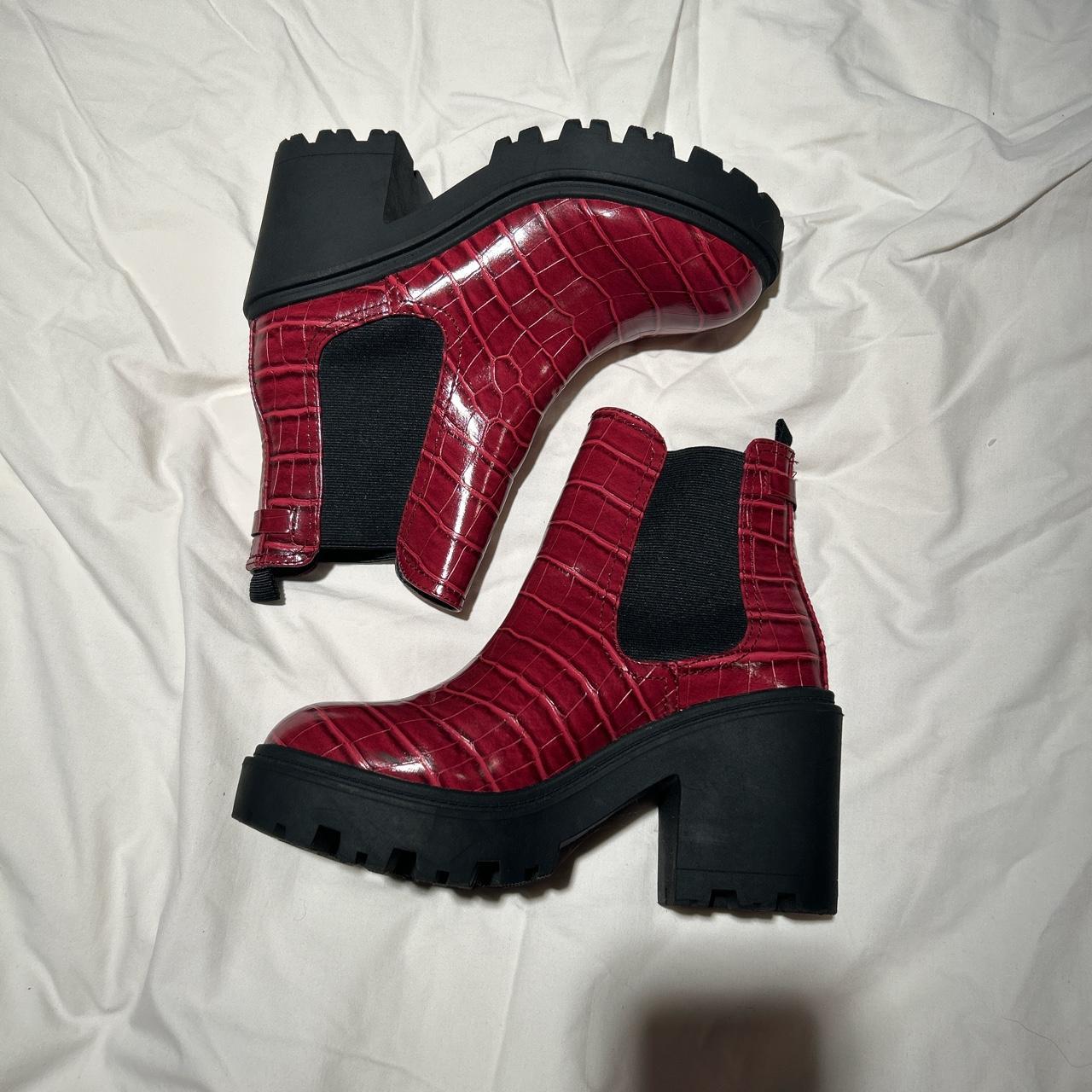 Urban Outfitters Women's Red and Black Boots | Depop