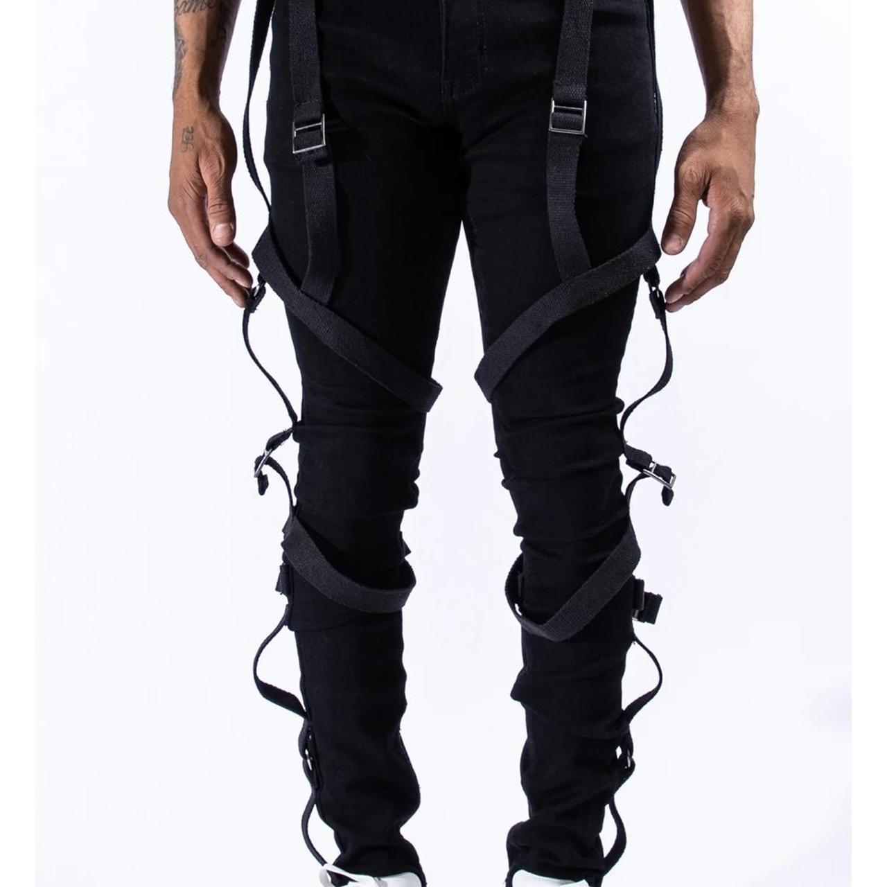 Serenede Men’s Strapped Black Jeans 34 X 32 Good... - Depop