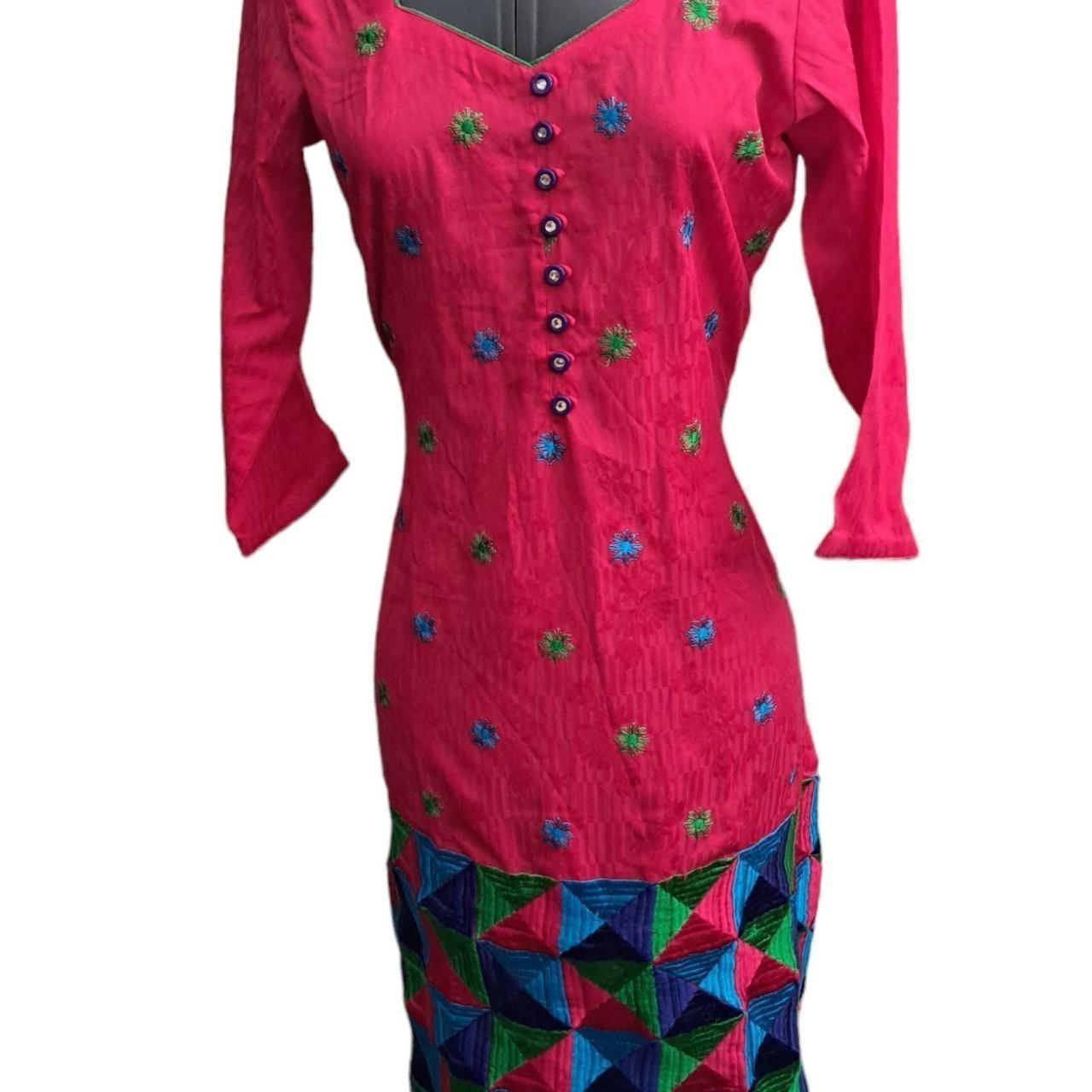 Unique pink long tunic top with front bottom ... - Depop