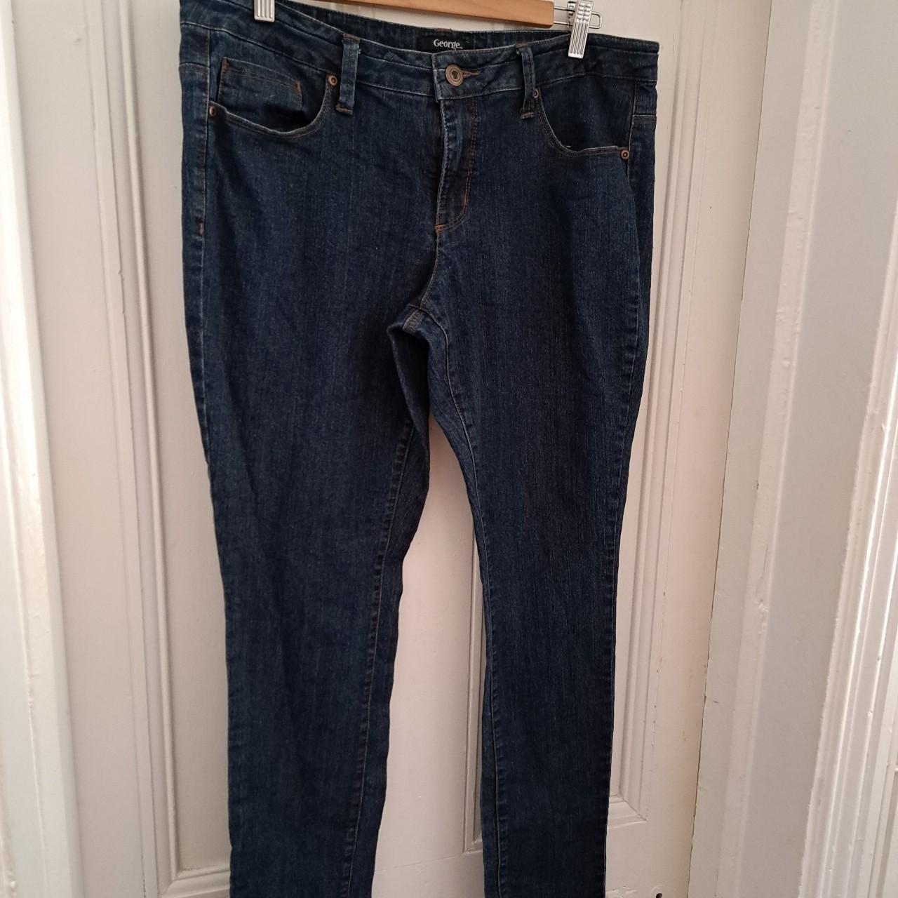 Straight leg mens stretch dark denim jeans with stud... - Depop