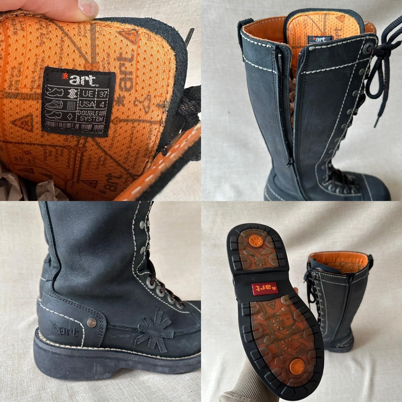 Knee high lace up boots by The Art Company black... - Depop