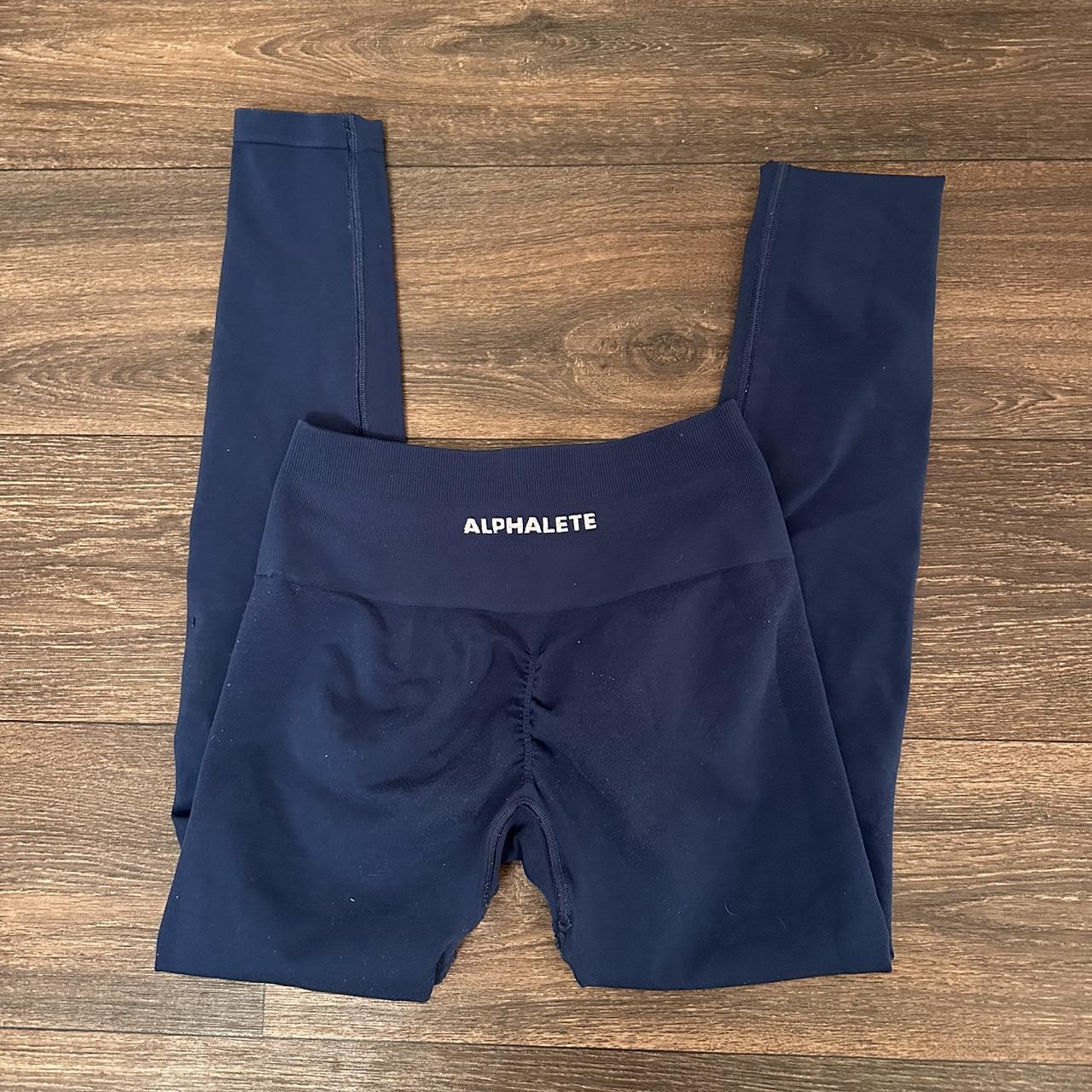 Alphalete Royal Blue leggings size small Rips on the... - Depop