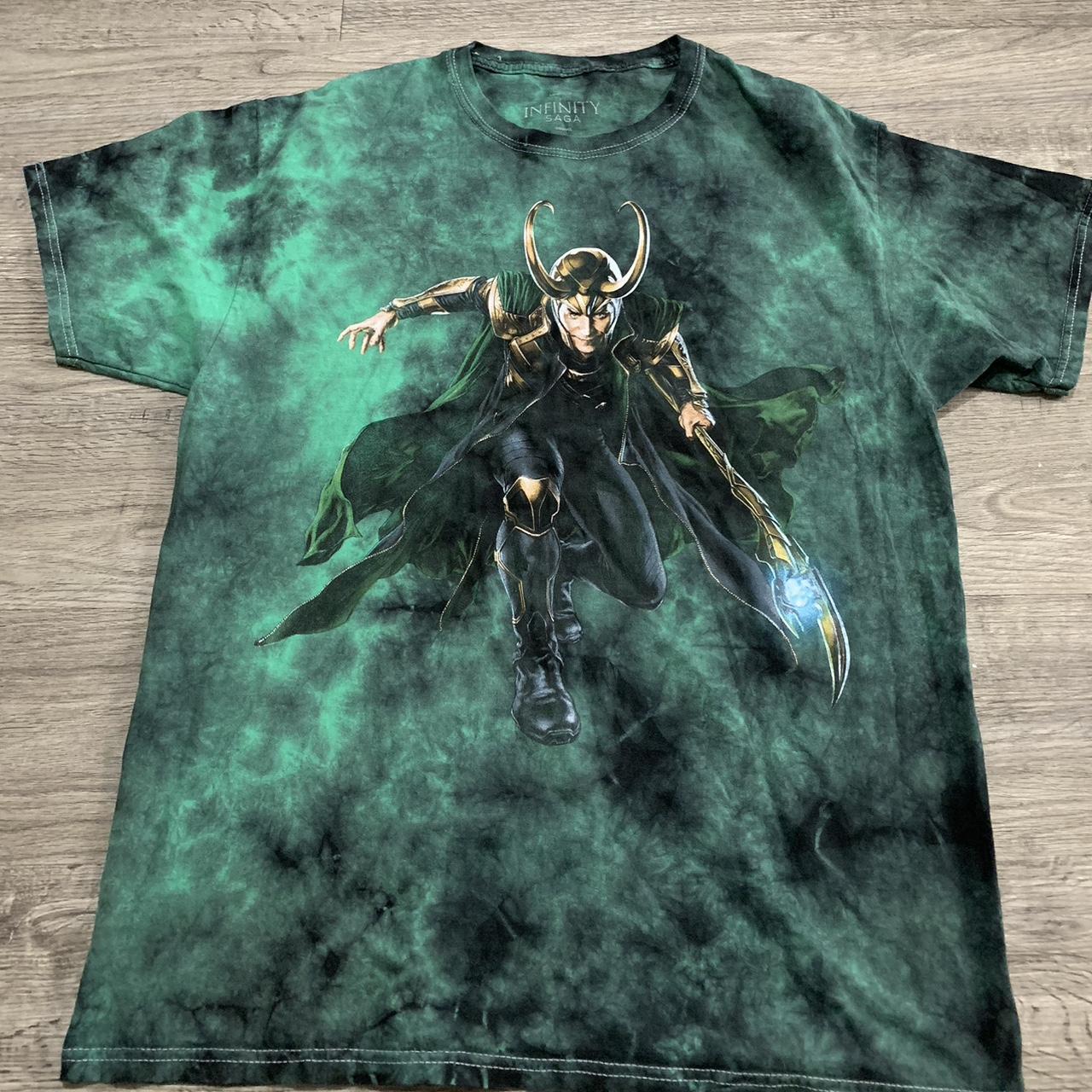 Marvel Infinity Saga Loki Green Acid Wash Tie Dye... - Depop