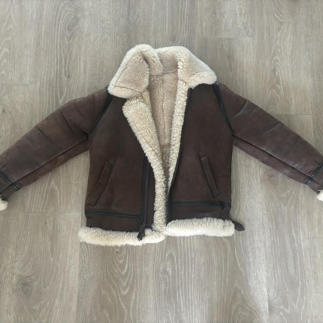 Men’s Vintage Leather and Shearling Coat Brand: The... - Depop
