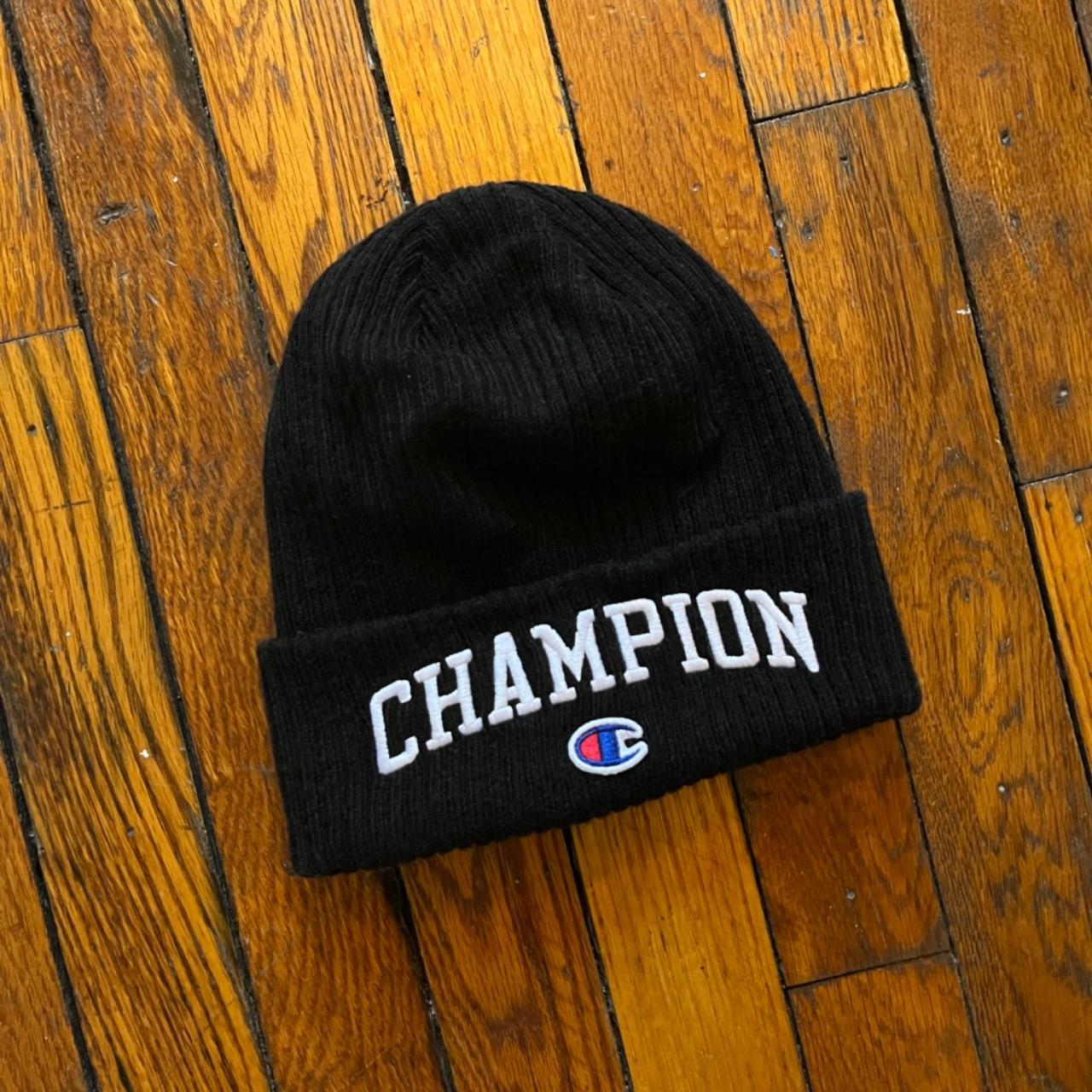 Champion Men's Black and White Hat | Depop