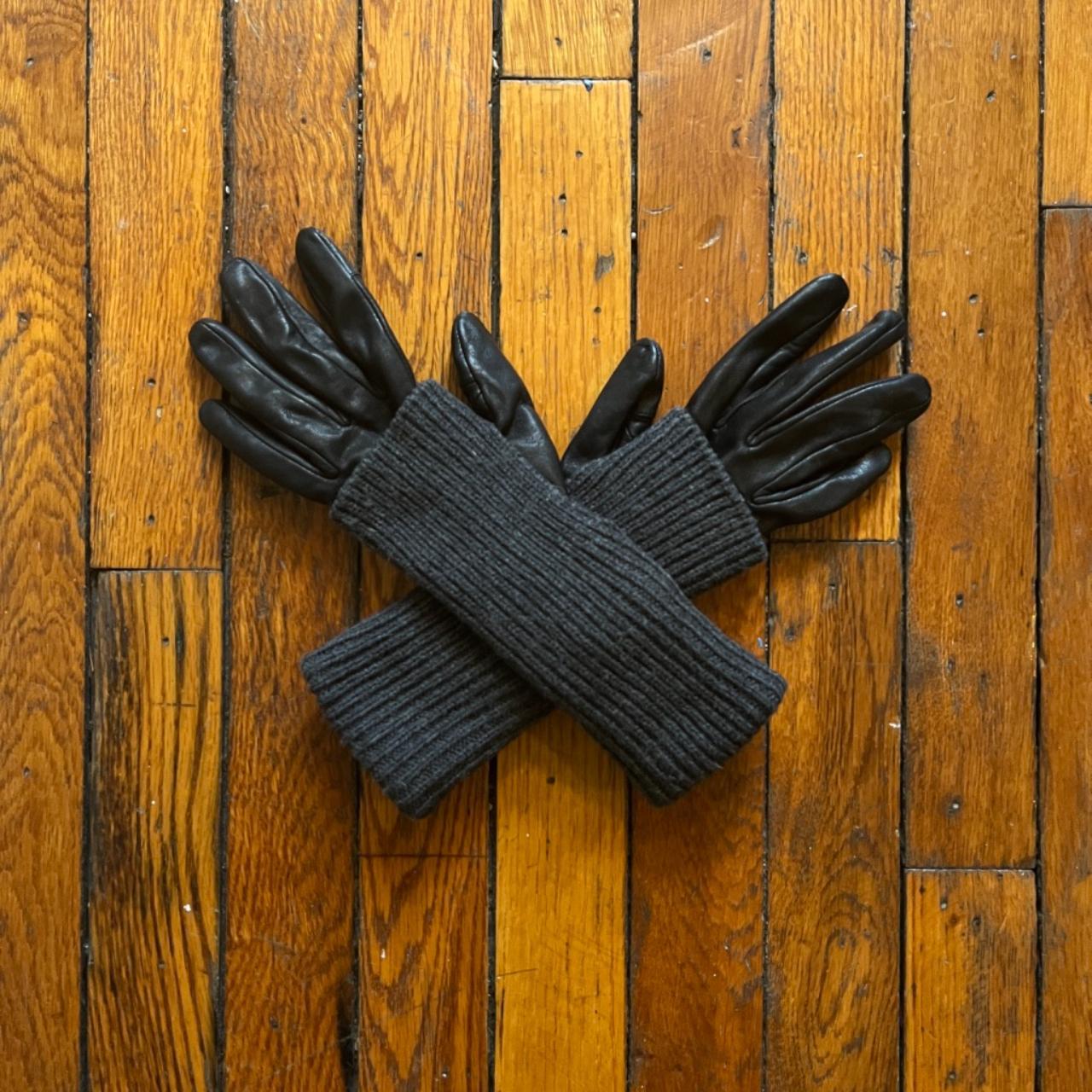 AllSaints Zoya Knit Cuff Leather Women's Black... - Depop