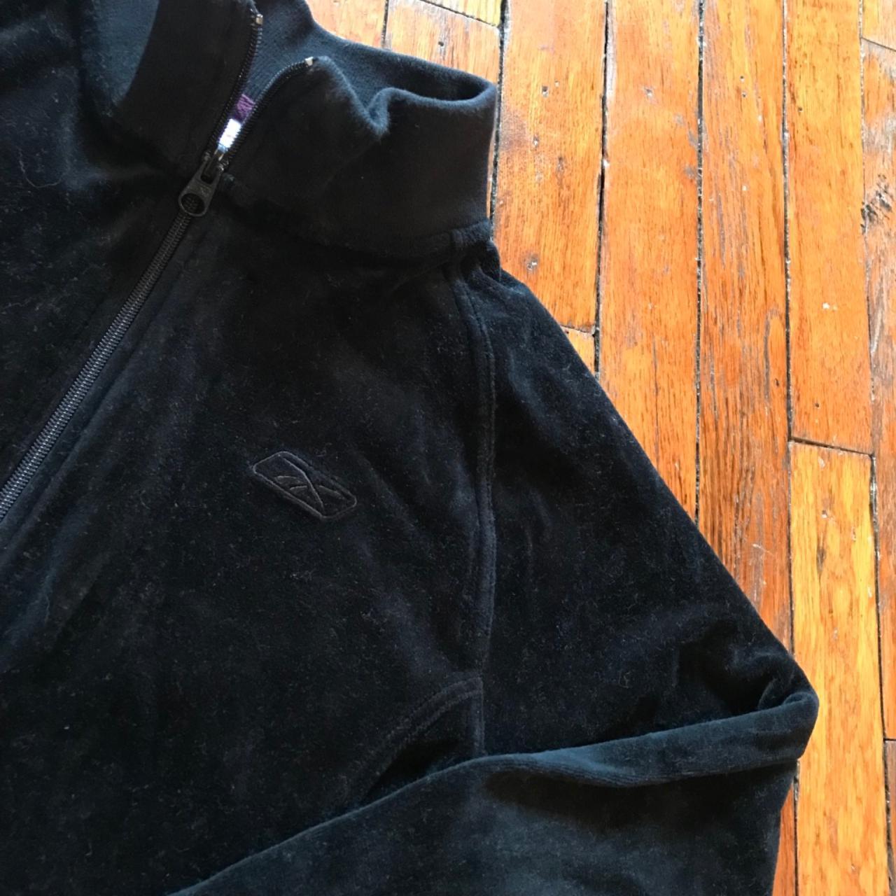 Vintage 90s Reebok 1999 Women's Black Velvet Velour... - Depop