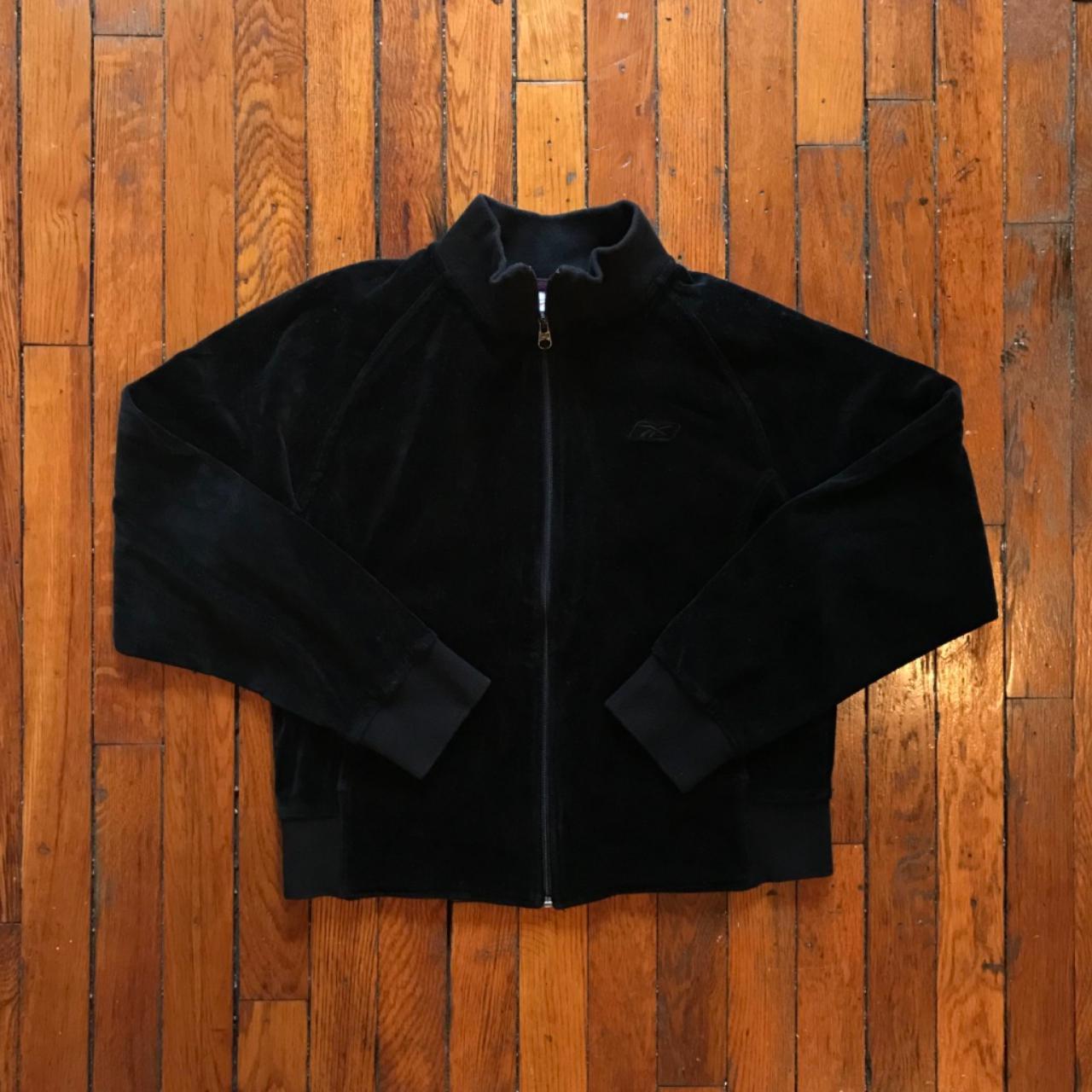 Vintage 90s Reebok 1999 Women's Black Velvet Velour... - Depop