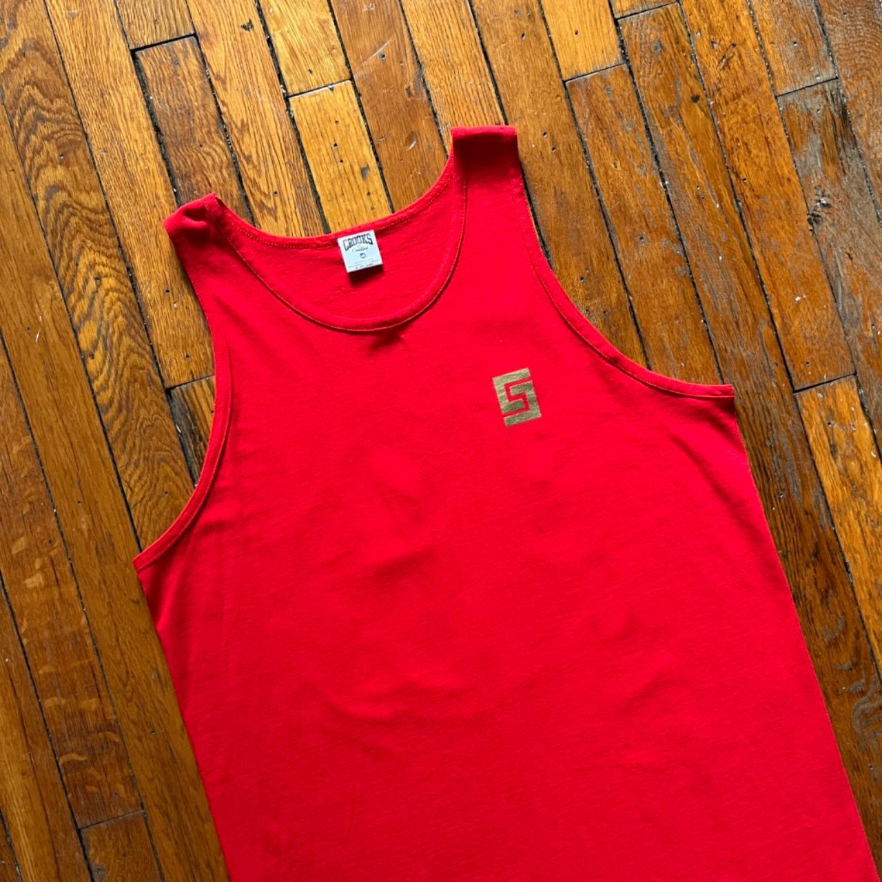 Crooks & Castles Men's Red Shiny Metallic Gold CC... - Depop