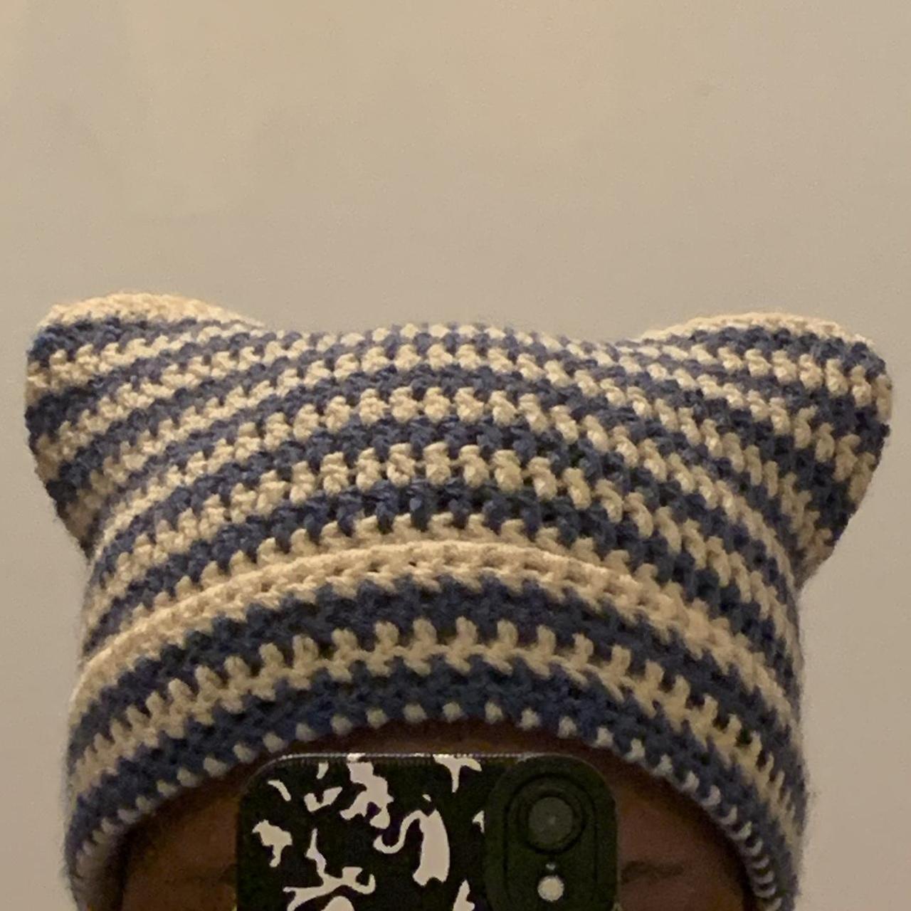 handmade crochet cat beanie 💓 ‼️please use depop... - Depop