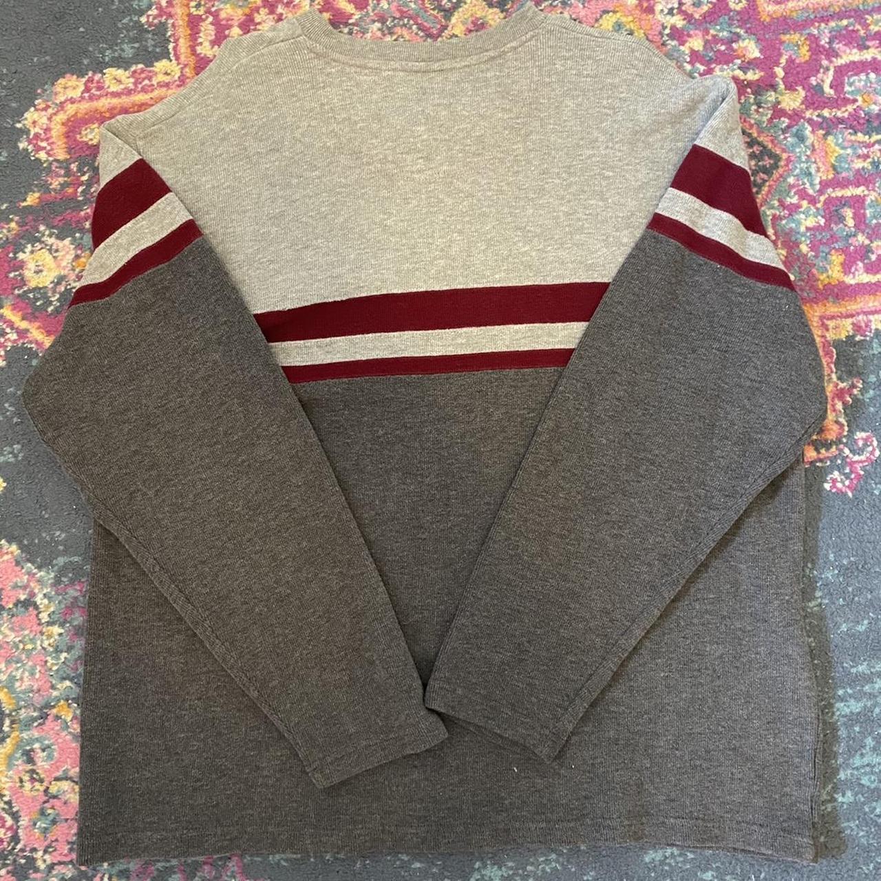 Cherokee gray red stripe sweater #depop #sweater... - Depop
