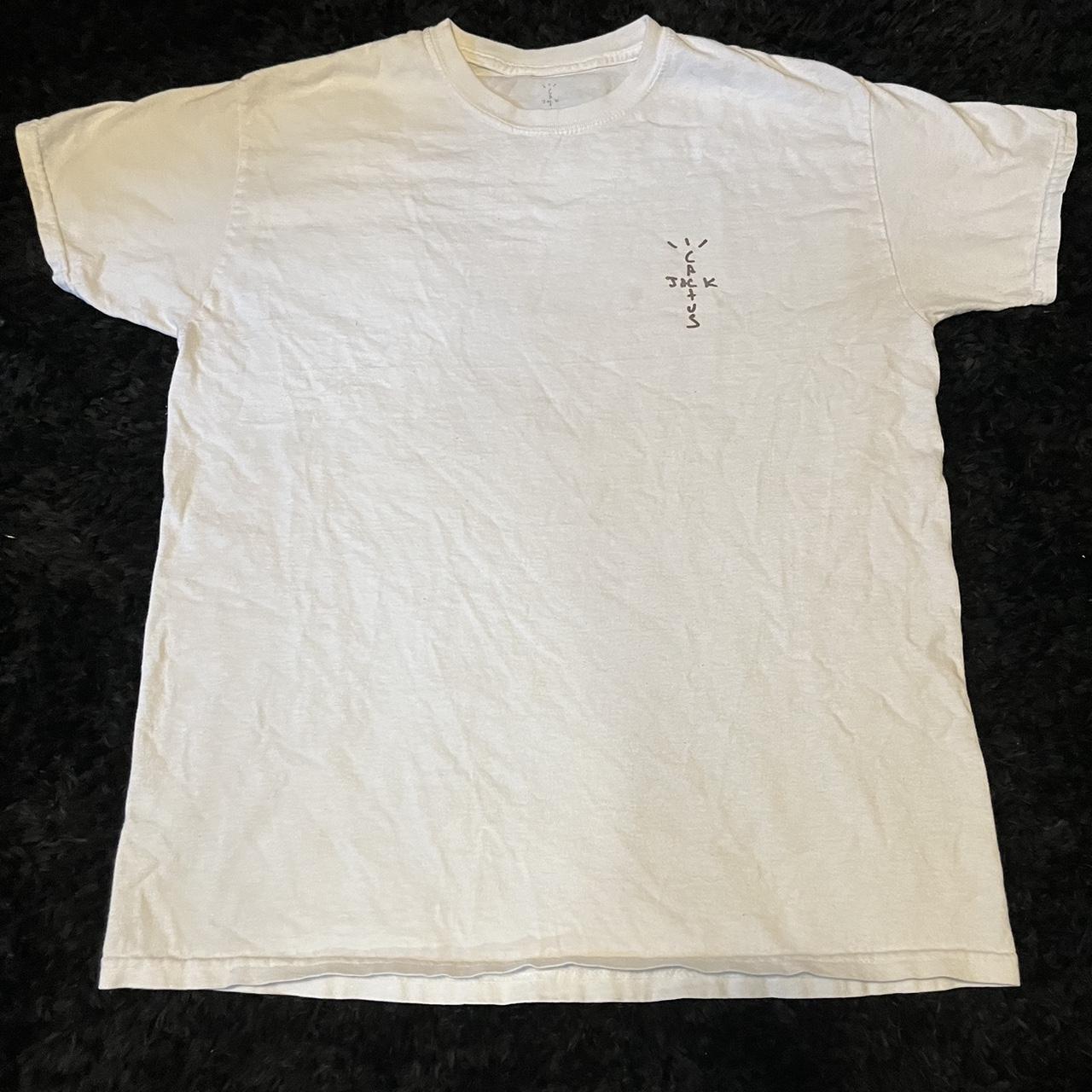 Travis Scott Men's White and Brown T-shirt | Depop