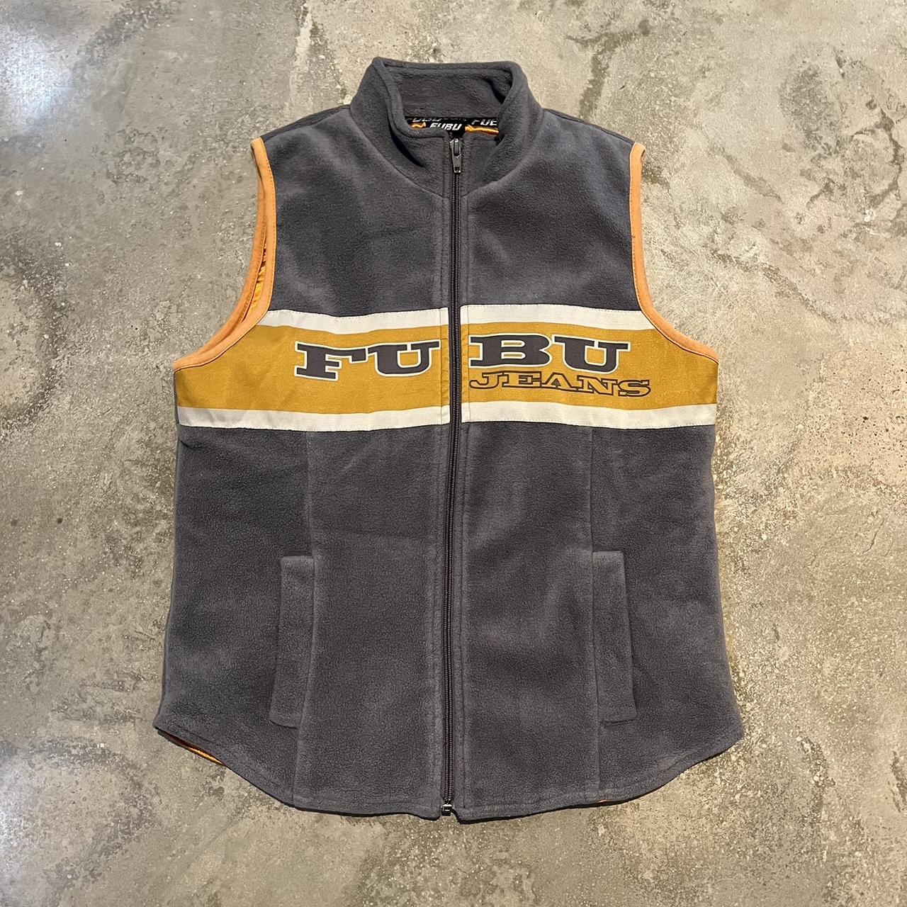 Vintage Fubu Mens Medium Yellow Full Zip Spell Out... - Depop