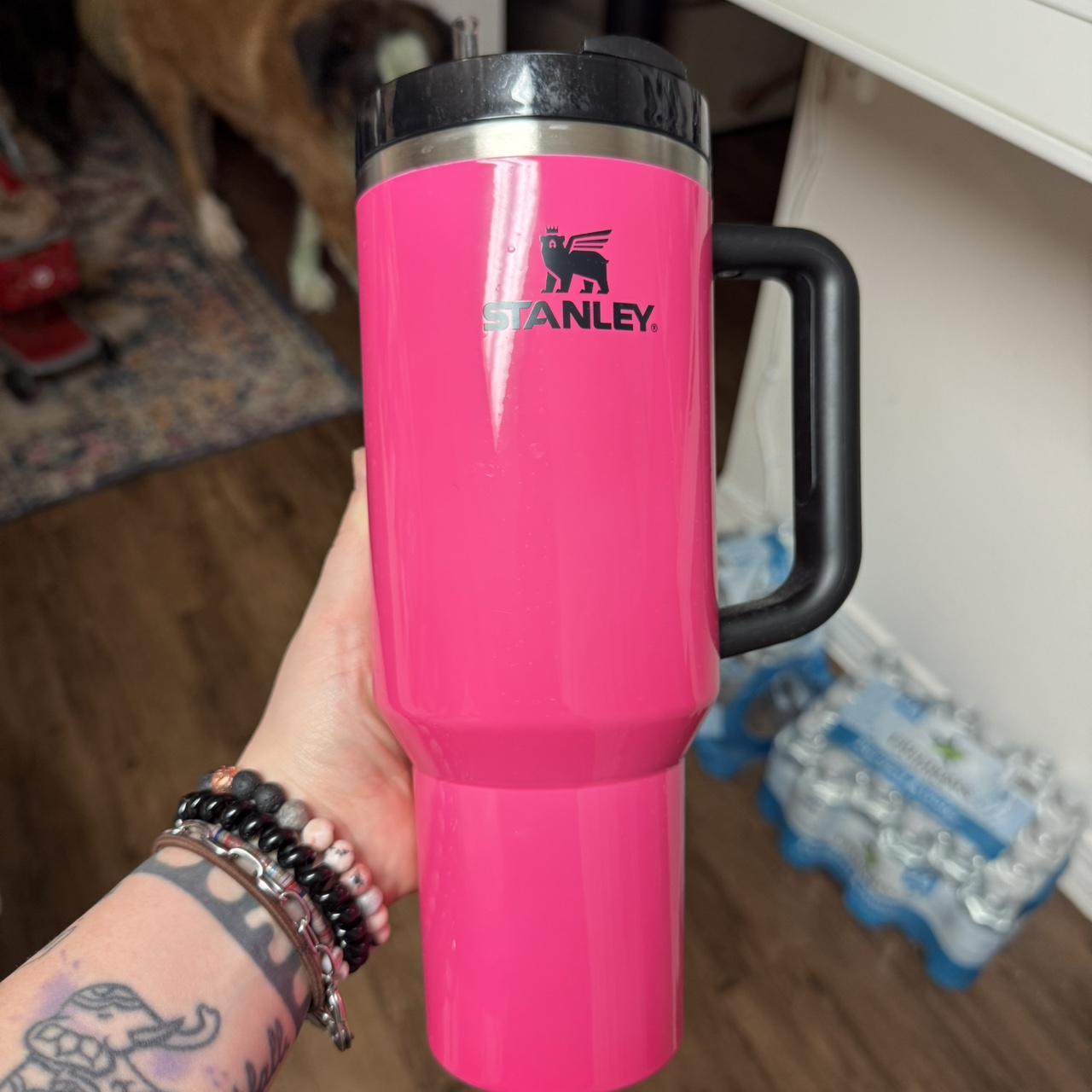 40oz neon pink Stanley tumbler. Will sanitize before... - Depop