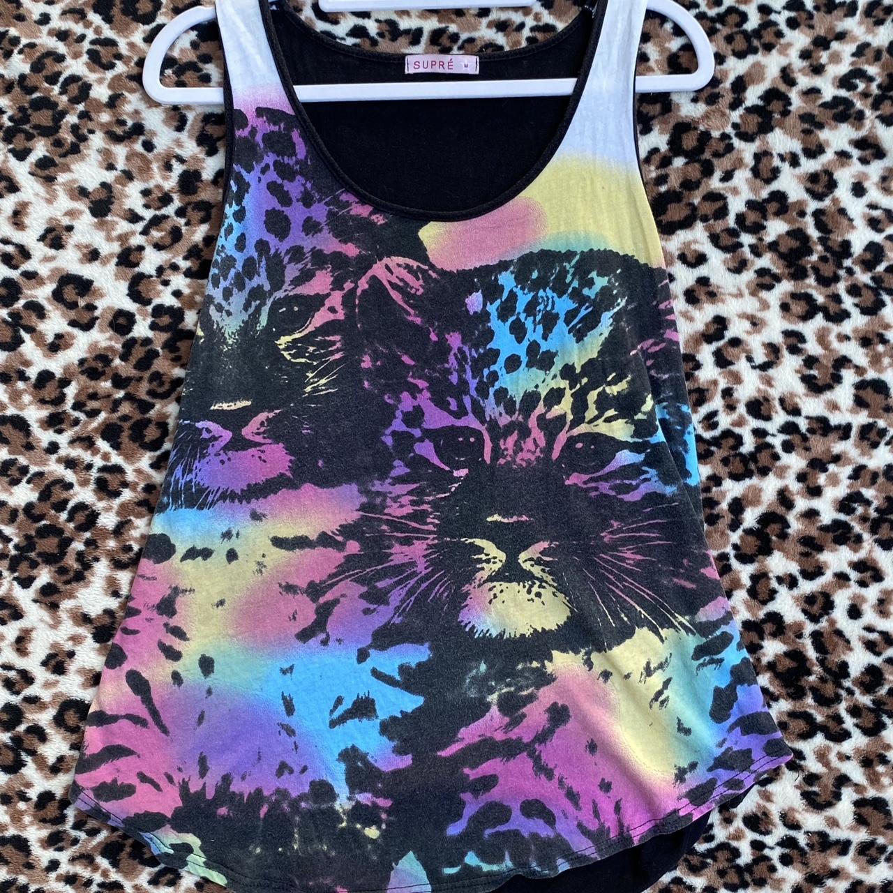 cutest multi-coloured cheetah print tank🌈 -true to... | Depop