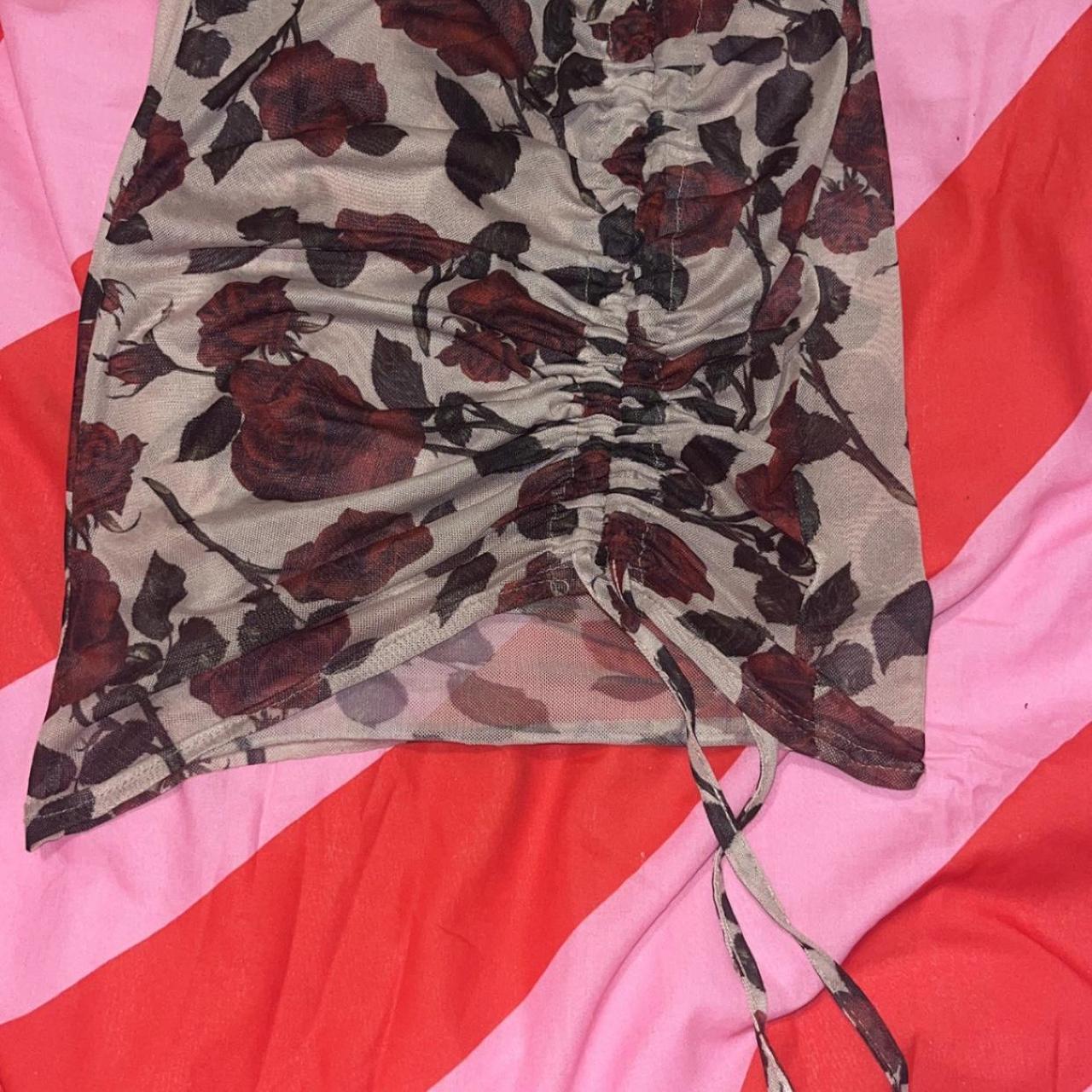 Pretty little thing rose detail mesh mini skirt -... - Depop